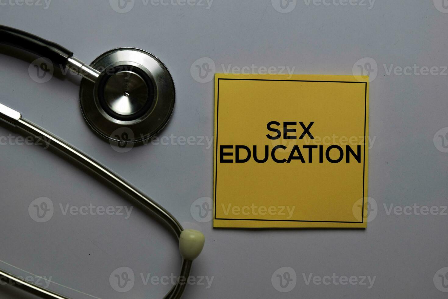 Sex Education Write On Sticky Notes Isolated On White Table Background