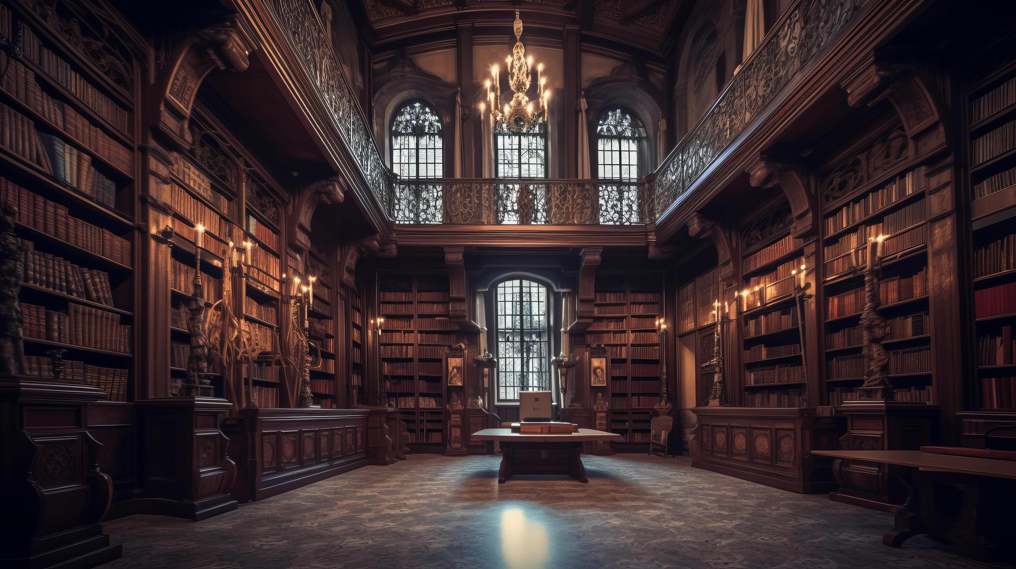 Retro big library. Illustration 23636965 Stock Photo at Vecteezy