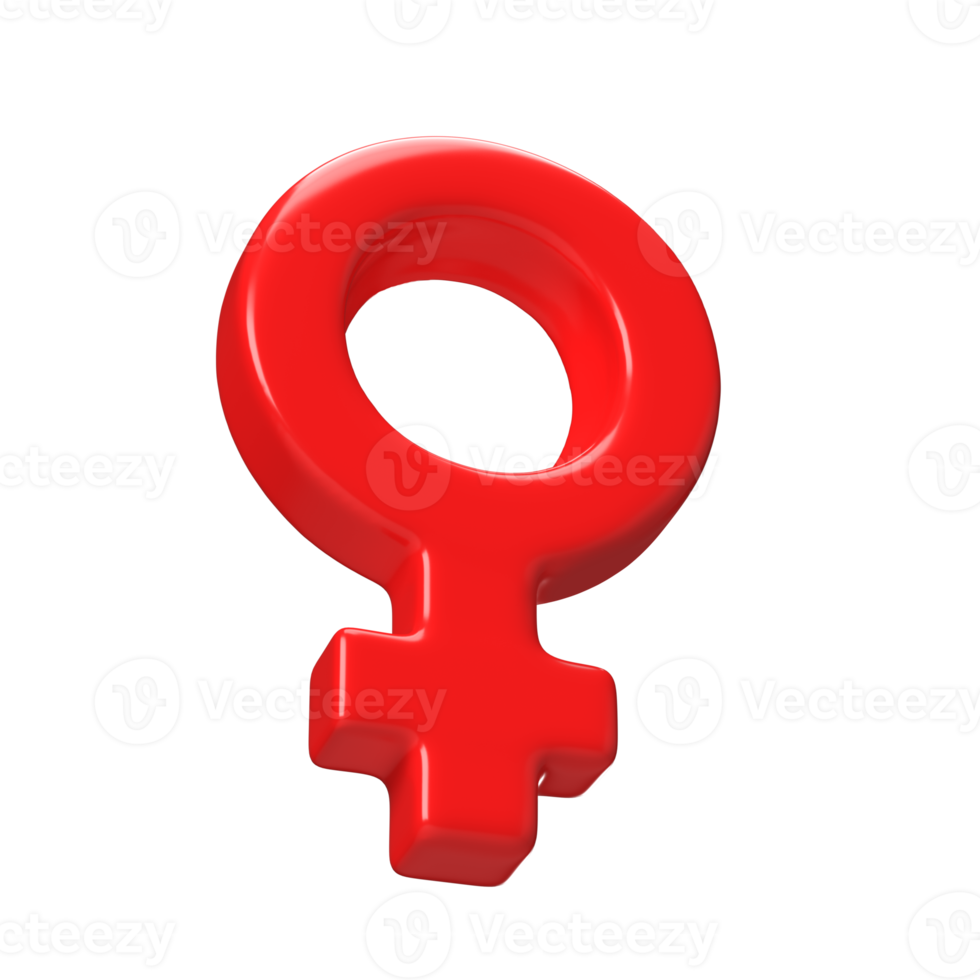 Rojo Hembra Sexo Símbolo 3d Icono 3d Representación Género Mujer