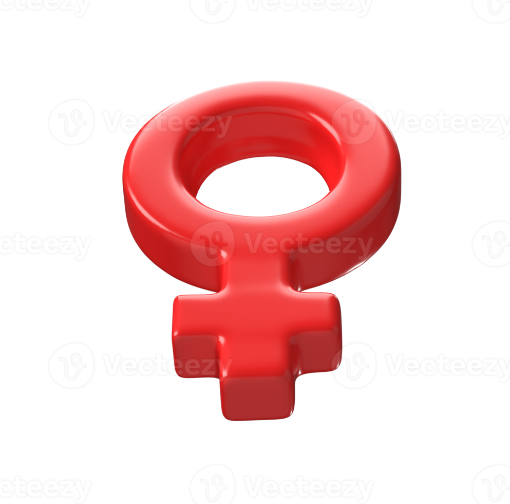 Rojo Hembra Sexo Símbolo 3d Icono 3d Representación Género Mujer