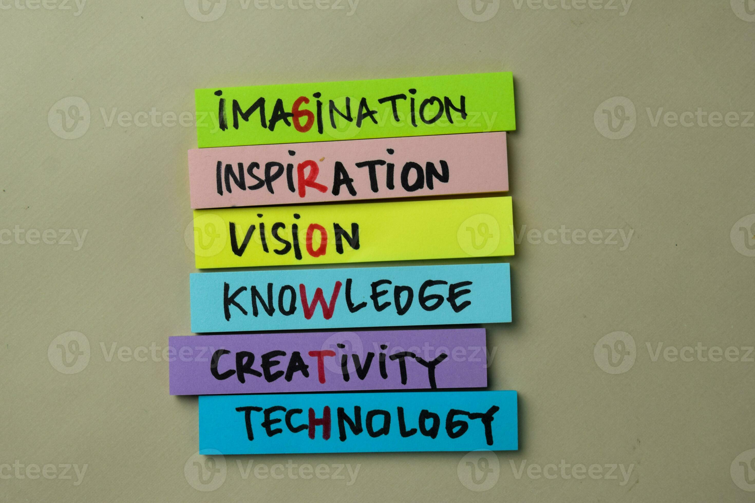 Growth Write On Sticky Notes With Keywords Isolated On Office Desk