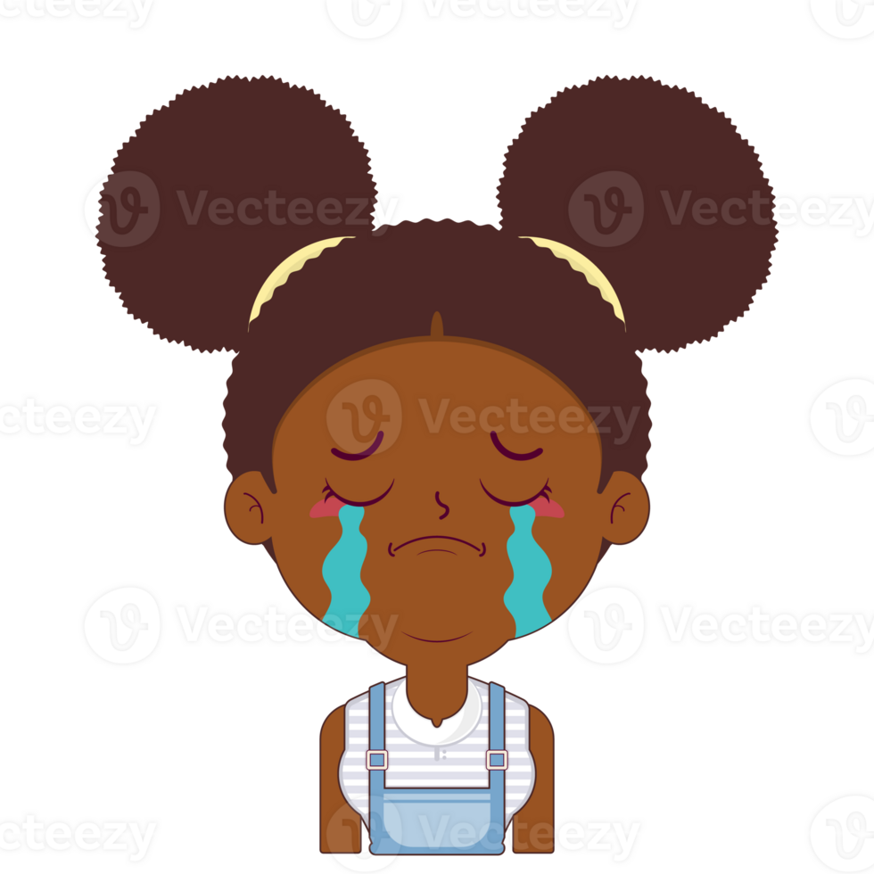 African American Girl Crying And Scared Face Cartoon Cute 23638651 Png