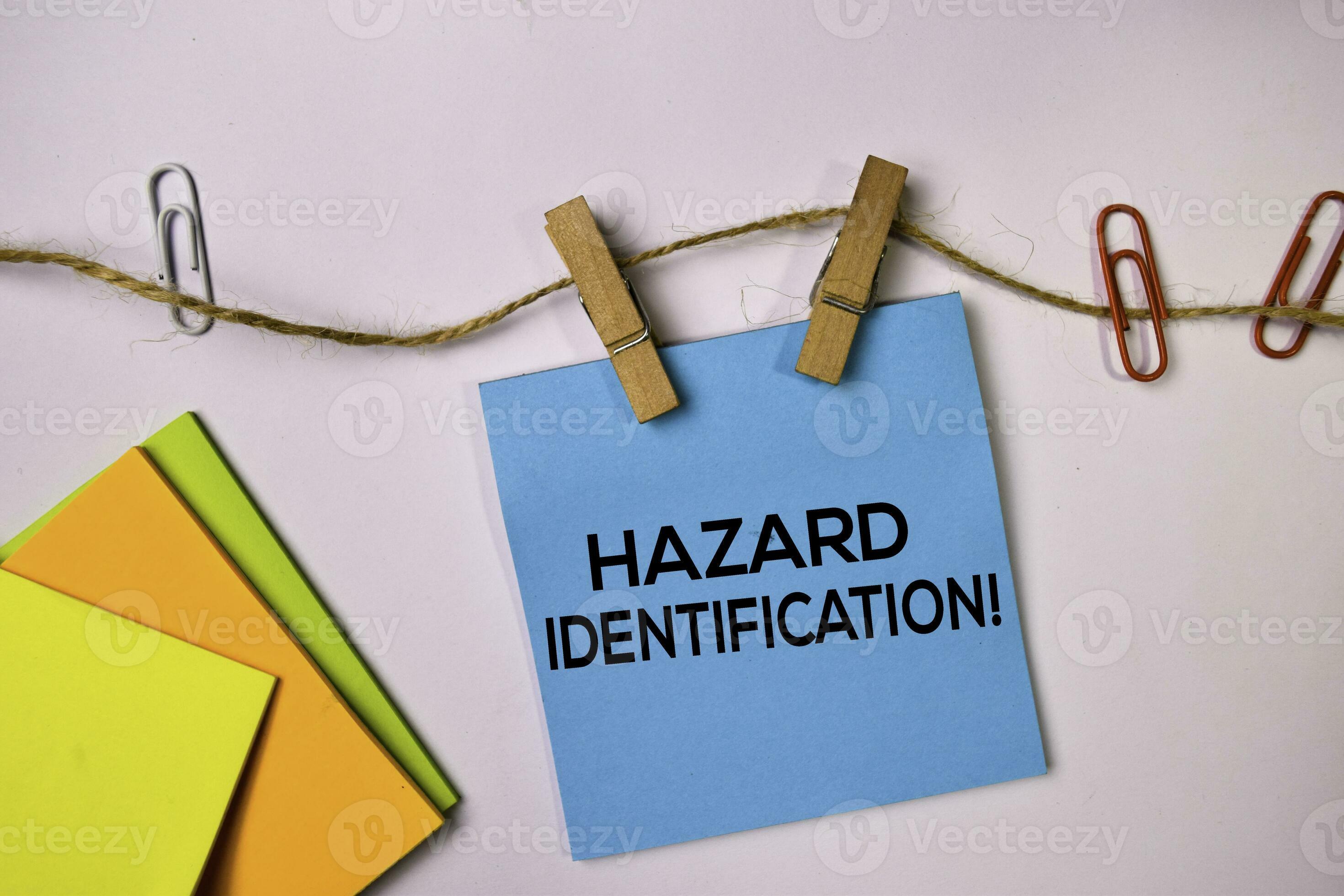 Hazard Identification on sticky notes isolated on white background ... Hazard Identification on sticky notes isolated on white background ...