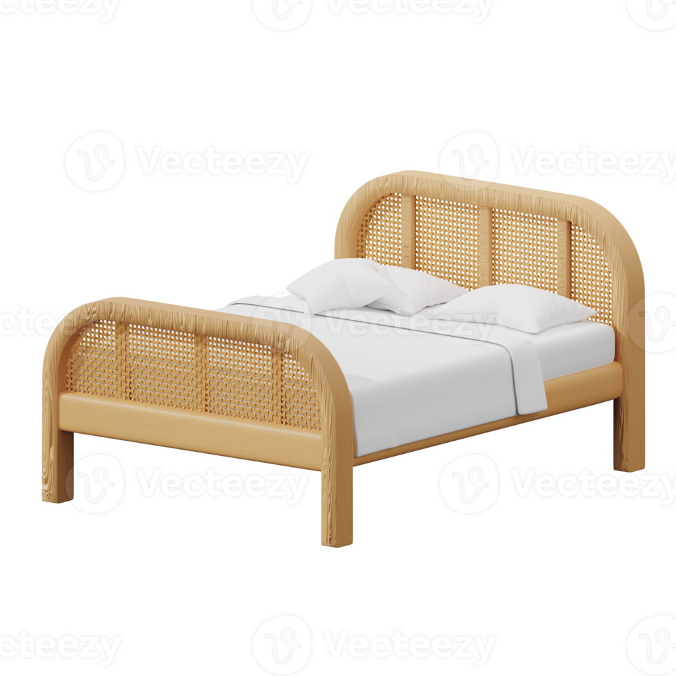 Wooden Bed With Soft Bedding 23639114 Png