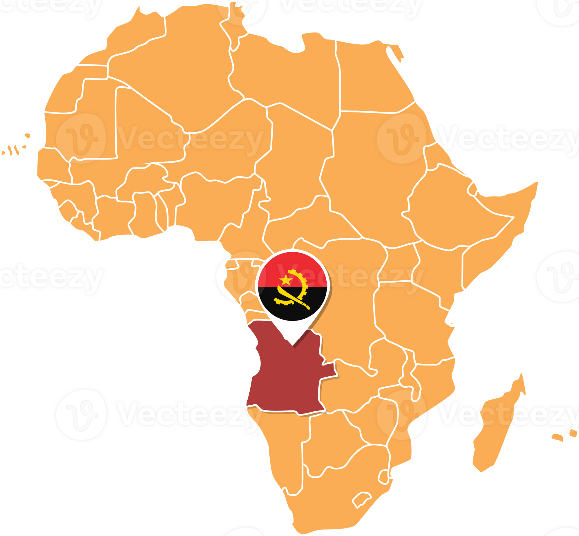 Angola map in Africa, Icons showing Angola location and flags. 23639541 PNG Angola map in Africa, Icons showing Angola location and flags. 23639541 PNG