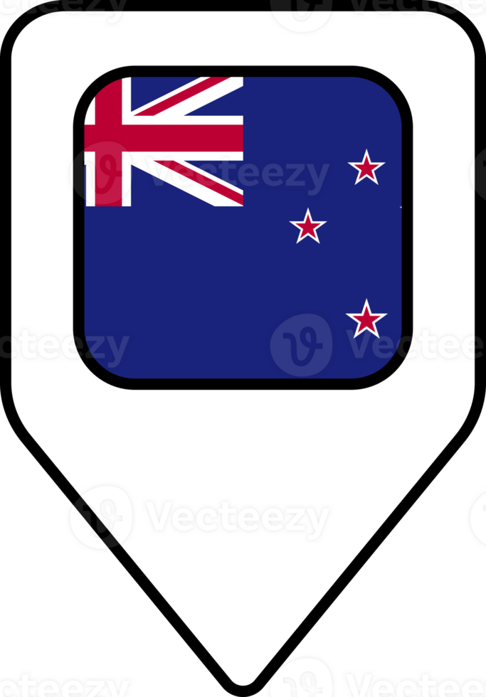 New Zealand Flag Map Pin Navigation Icon Square Design 23639705 Png