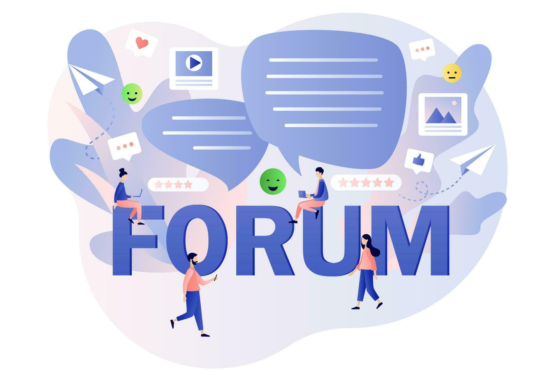 Forum concept. Internet chat messages, dialog, conversation in social ...