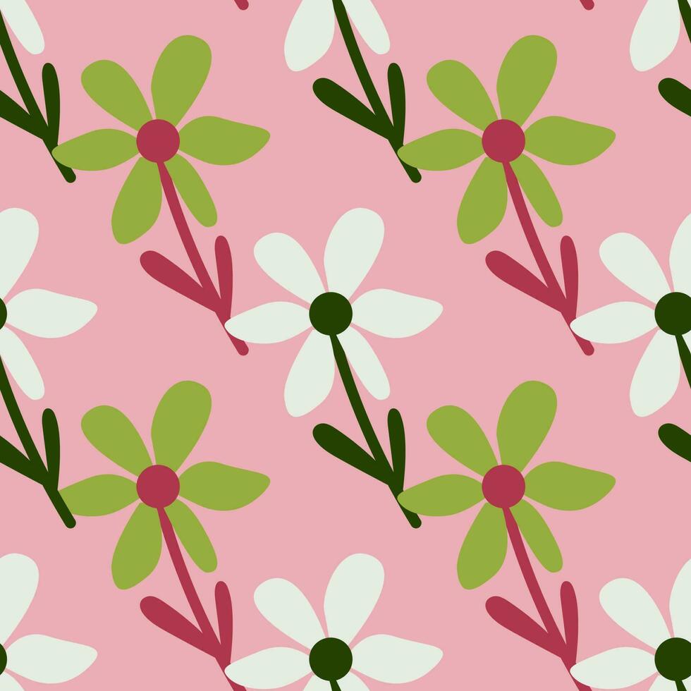 Stylized tropical simple flower seamless pattern. Decorative floral ...