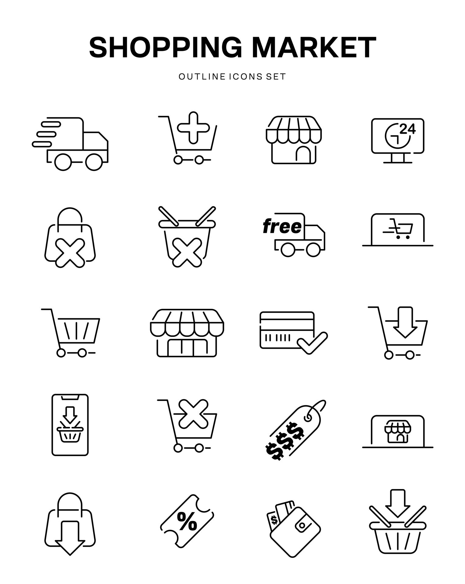 Shopping Market Ecommerce User Interface Thin Line Outline Icon Button 23642225 Vector Art At