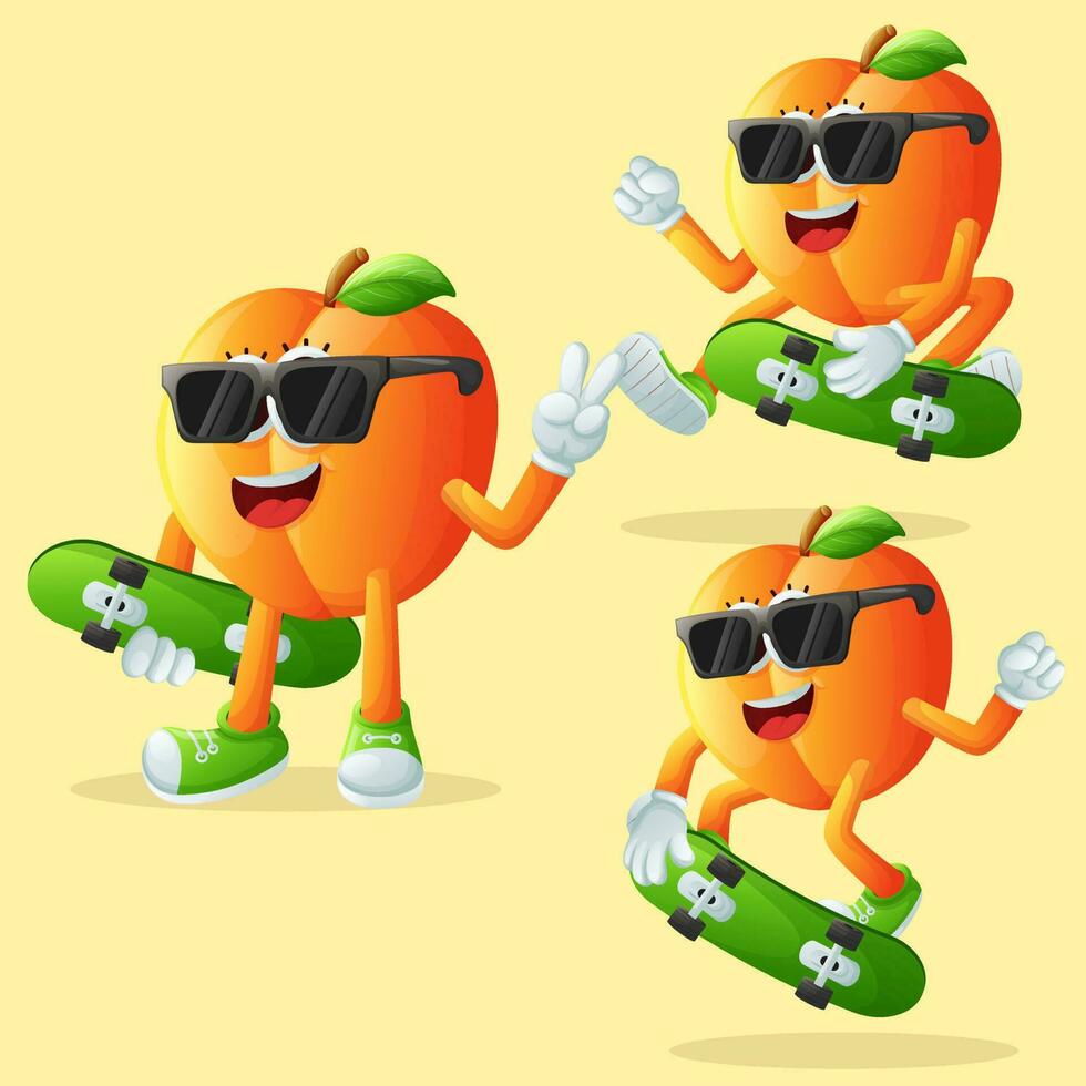 Cute Apricot Characters Skateboarding 23643014 Vector Art At Vecteezy