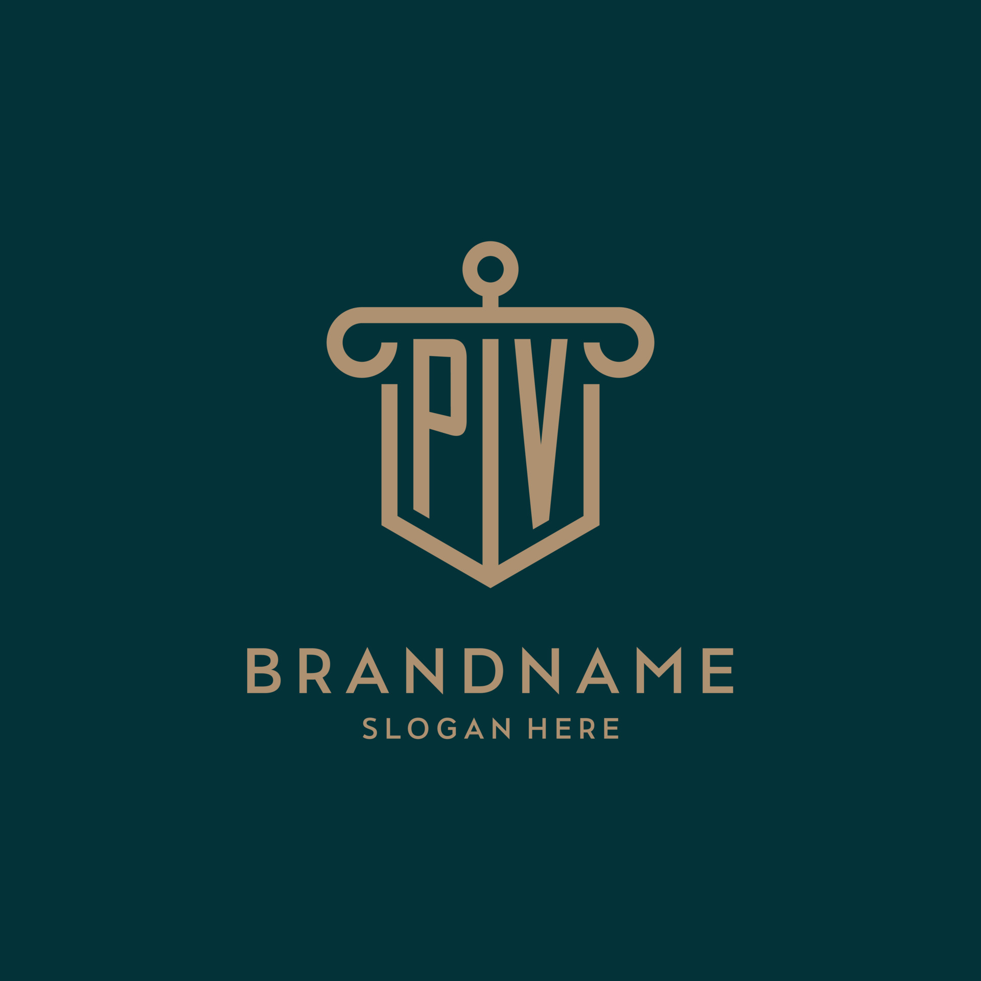 PV monogram initial logo design with shield and pillar shape style 23643058 Vector Art at Vecteezy