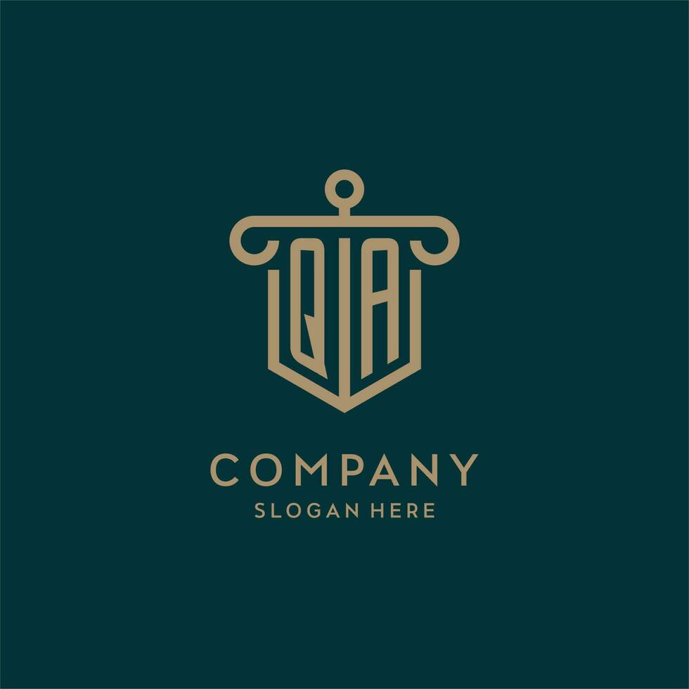 QA monogram initial logo design with shield and pillar shape style 23643062 Vector Art at Vecteezy