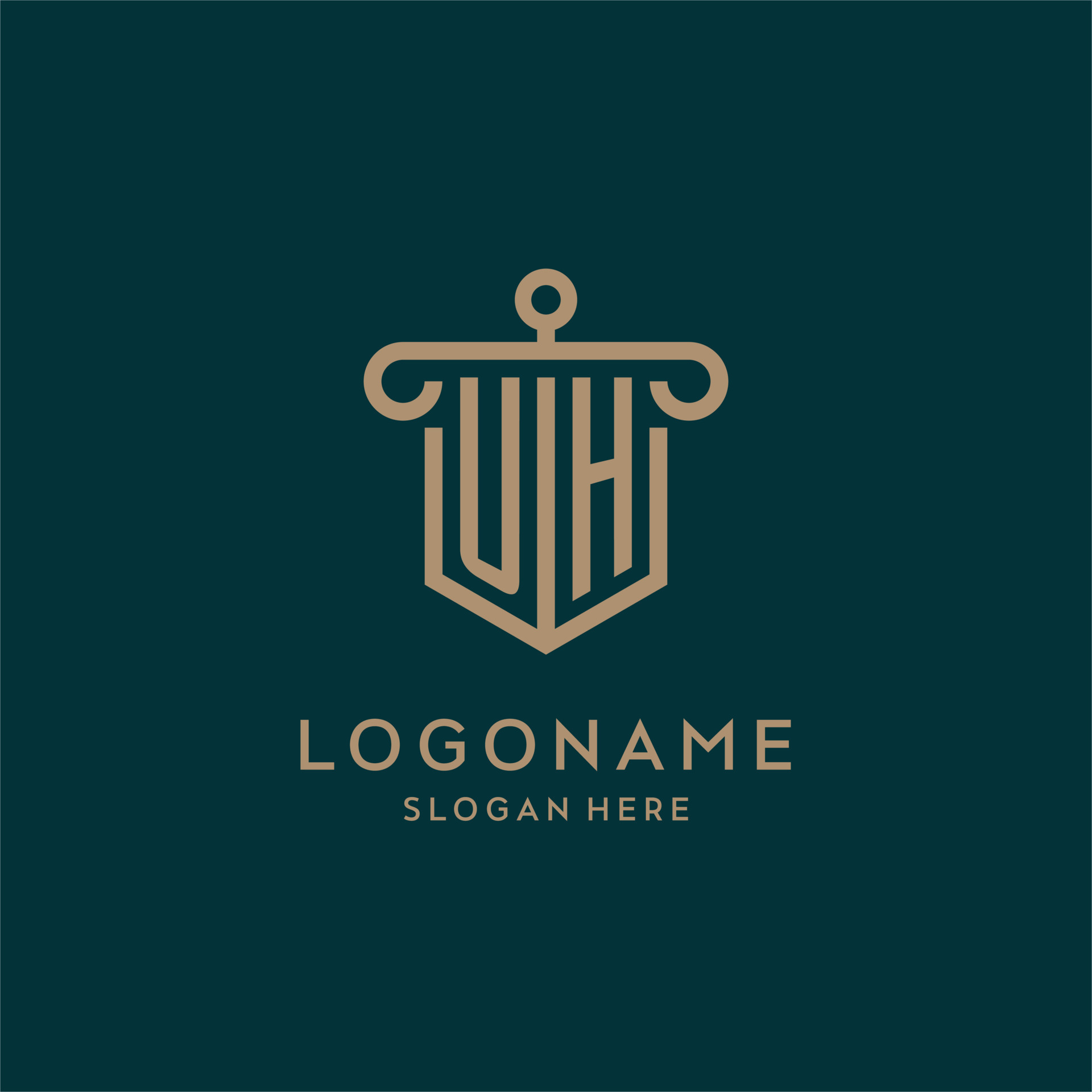 UH monogram initial logo design with shield and pillar shape style ... UH monogram initial logo design with shield and pillar shape style ...