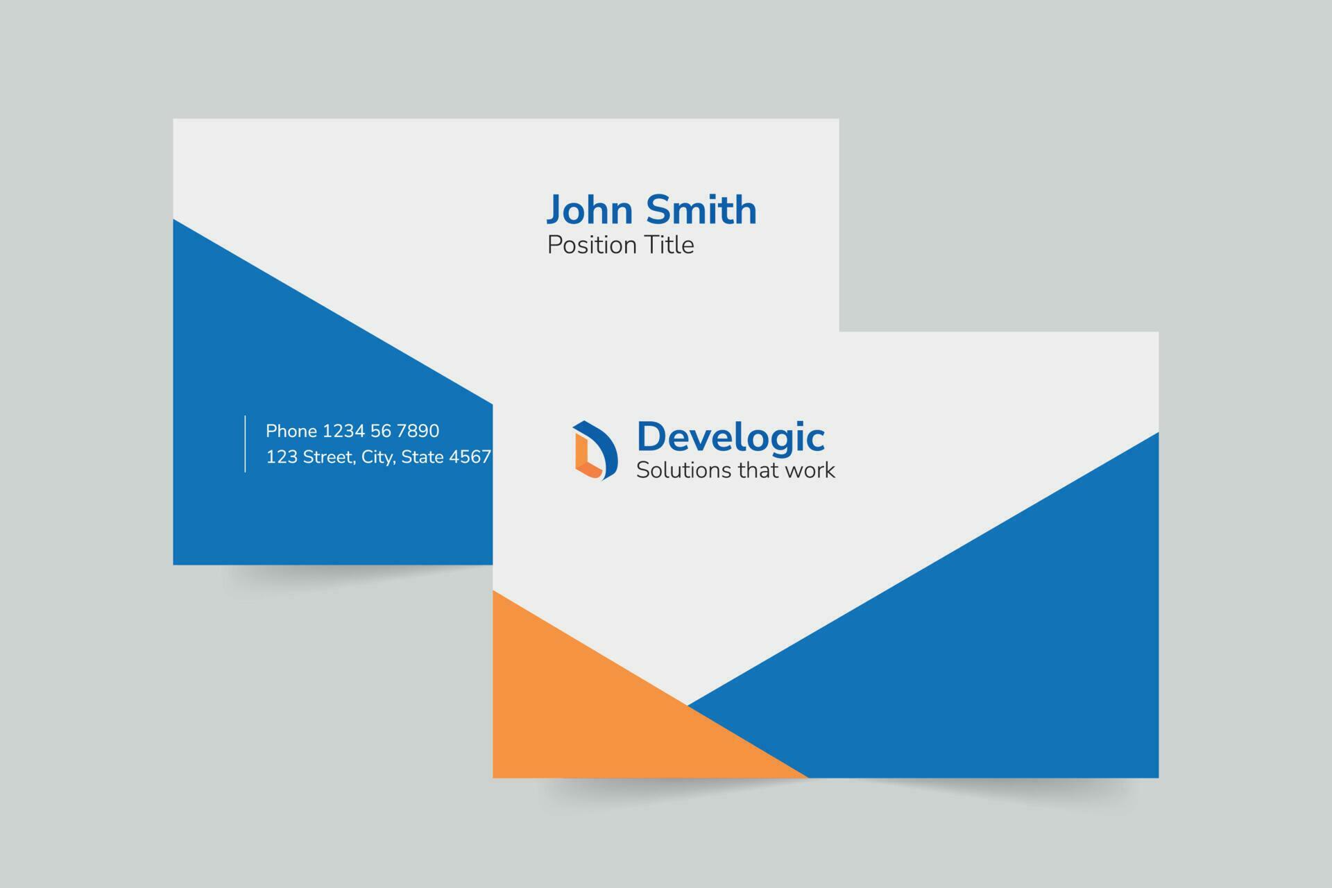 Web And Mobile App Development business card template. A clean, modern ...