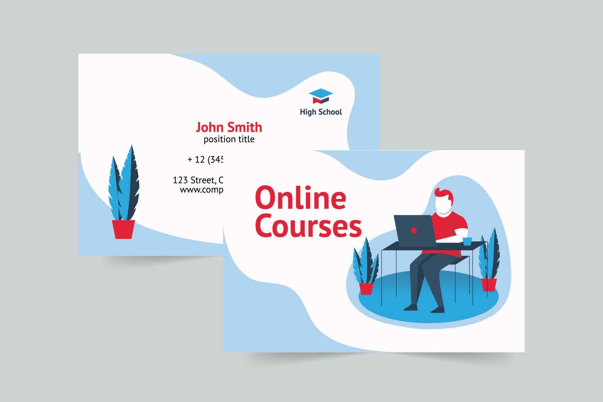 Online Courses business card template. A clean, modern, and high ...