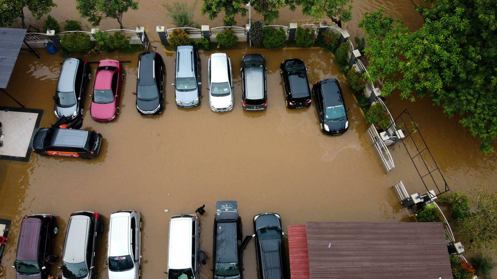 Aerial Pov View Depiction Of Flooding Devastation Wrought After