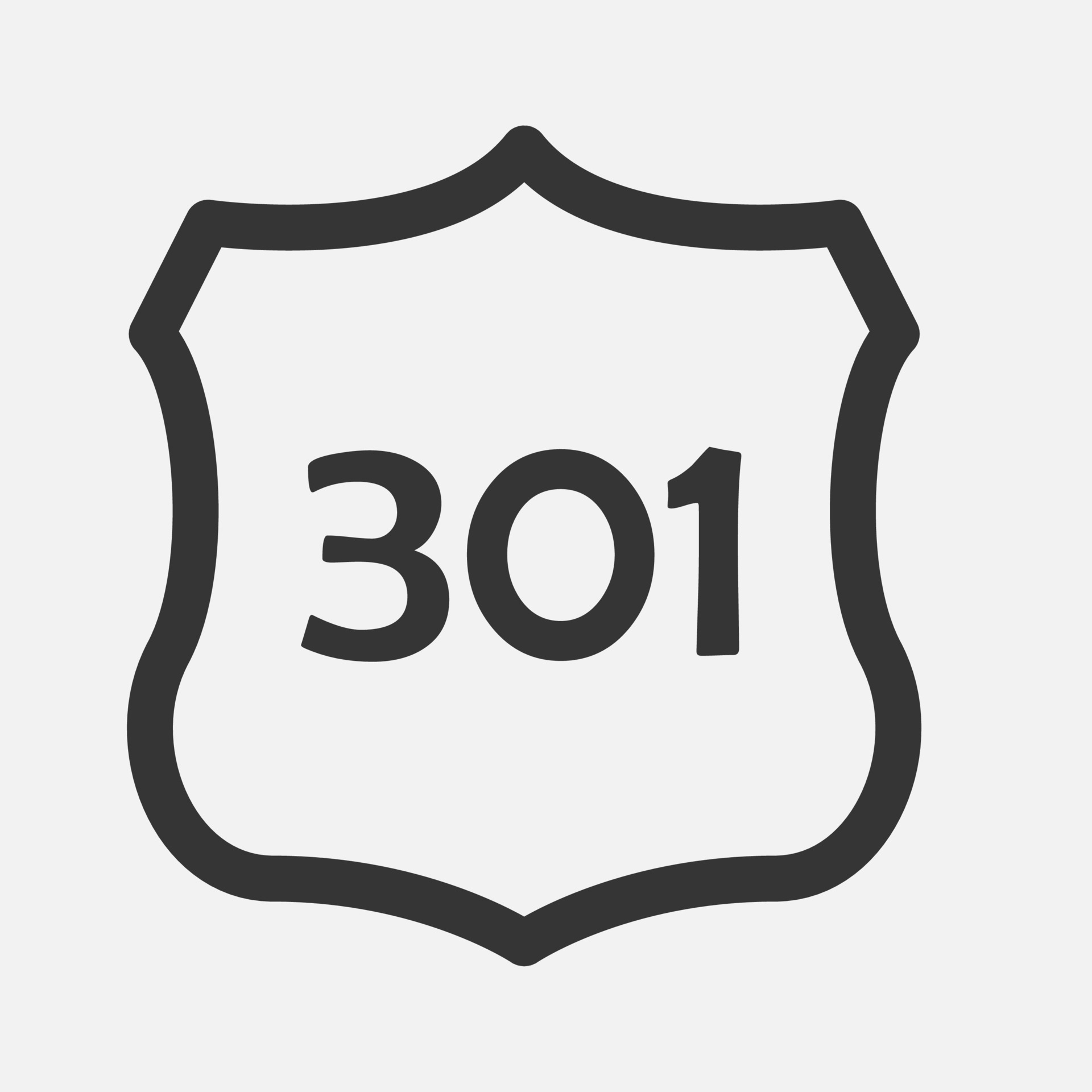 US 301 highway road. Travel information sign. Interstate highway ...