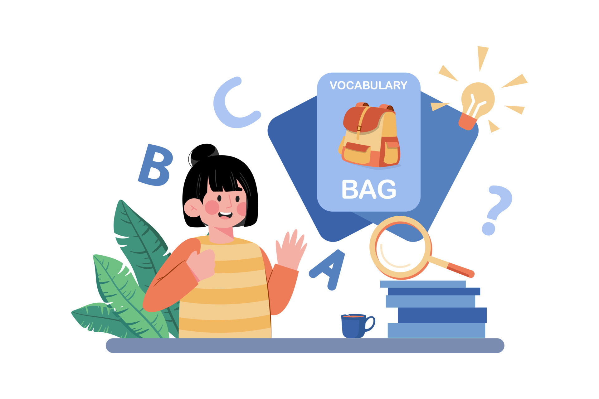 A Student Uses Flashcards To Learn Vocabulary Words 23651355 Vector Art ...