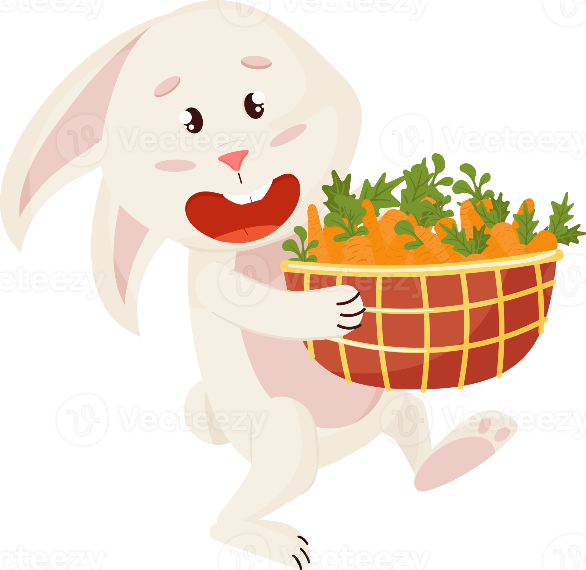 Bunny Character Sitting And Laughing Funny Happy Easter Cartoon