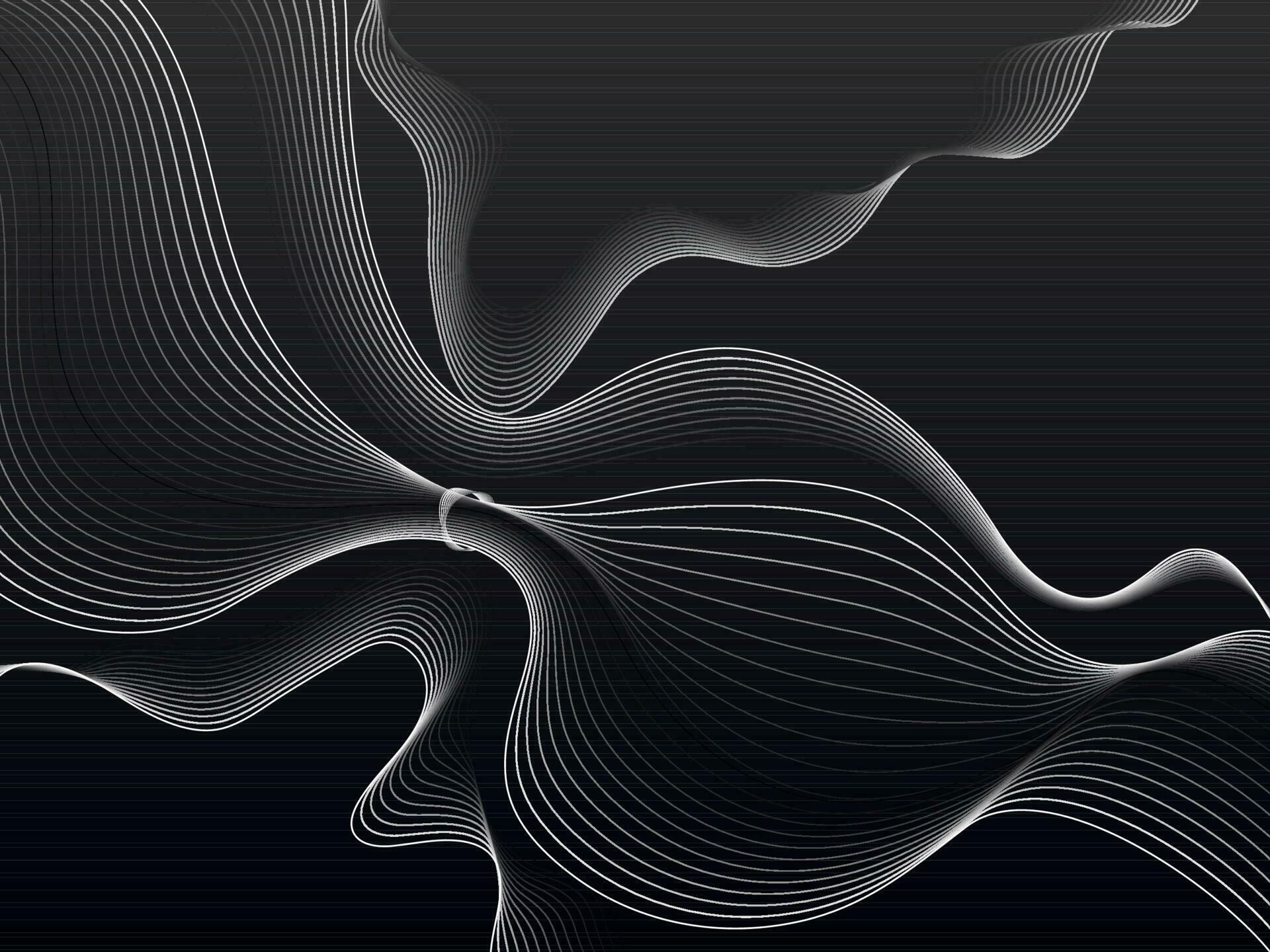 Abstract Black Background with Dynamic Wave Lines. 23656105 Vector Art ...