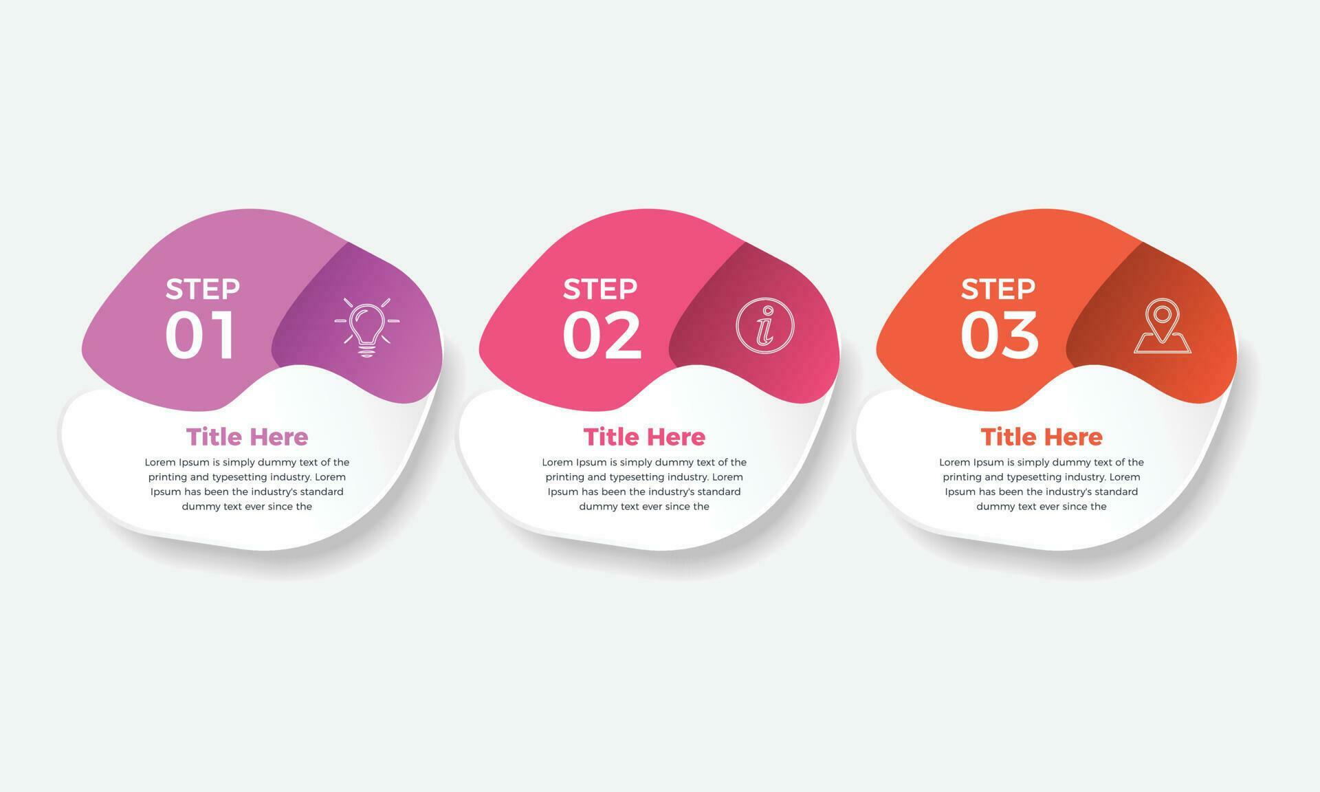3 steps modern and editable process chart infographics element ...