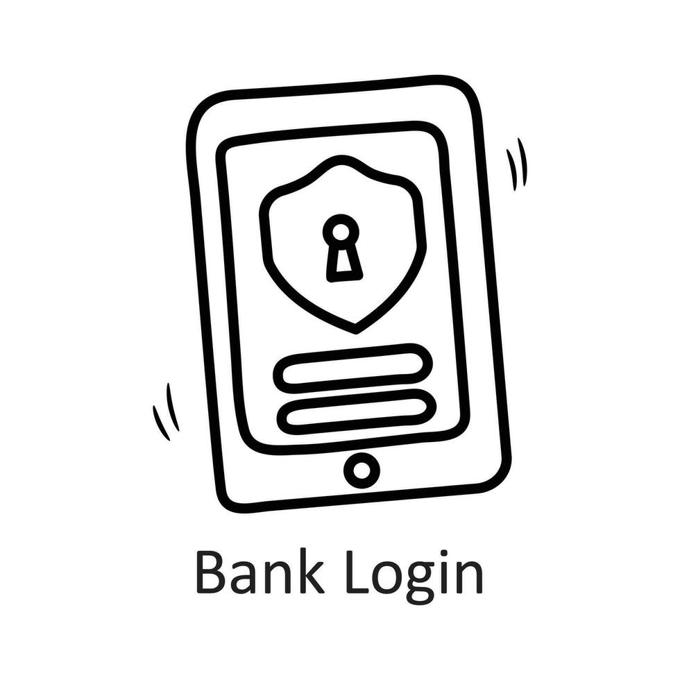 Bank Login Vector Outline Icon Design Illustration Security Symbol On