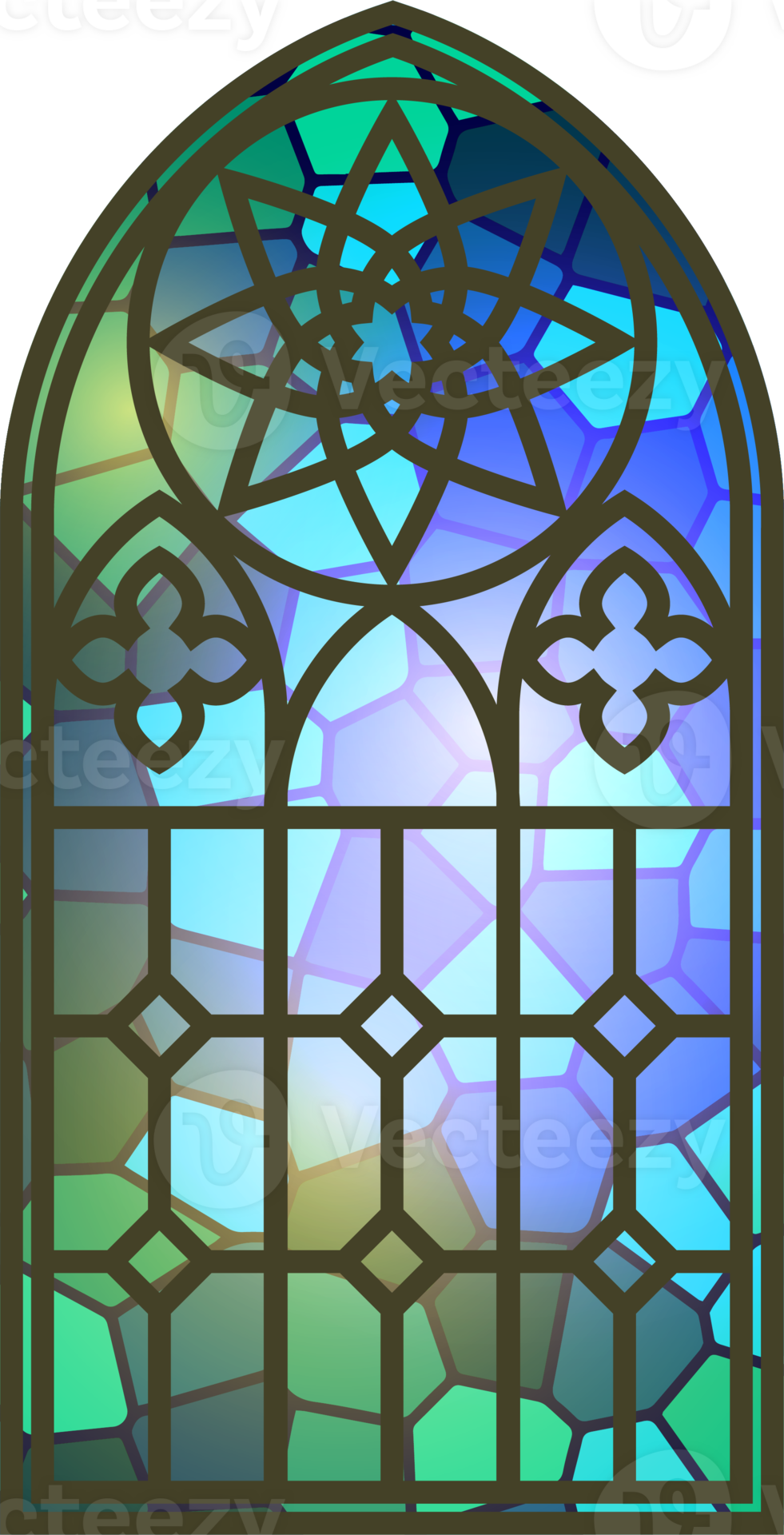 Gothic Stained Glass Window Church Medieval Arch Catholic Cathedral Mosaic Frame Old