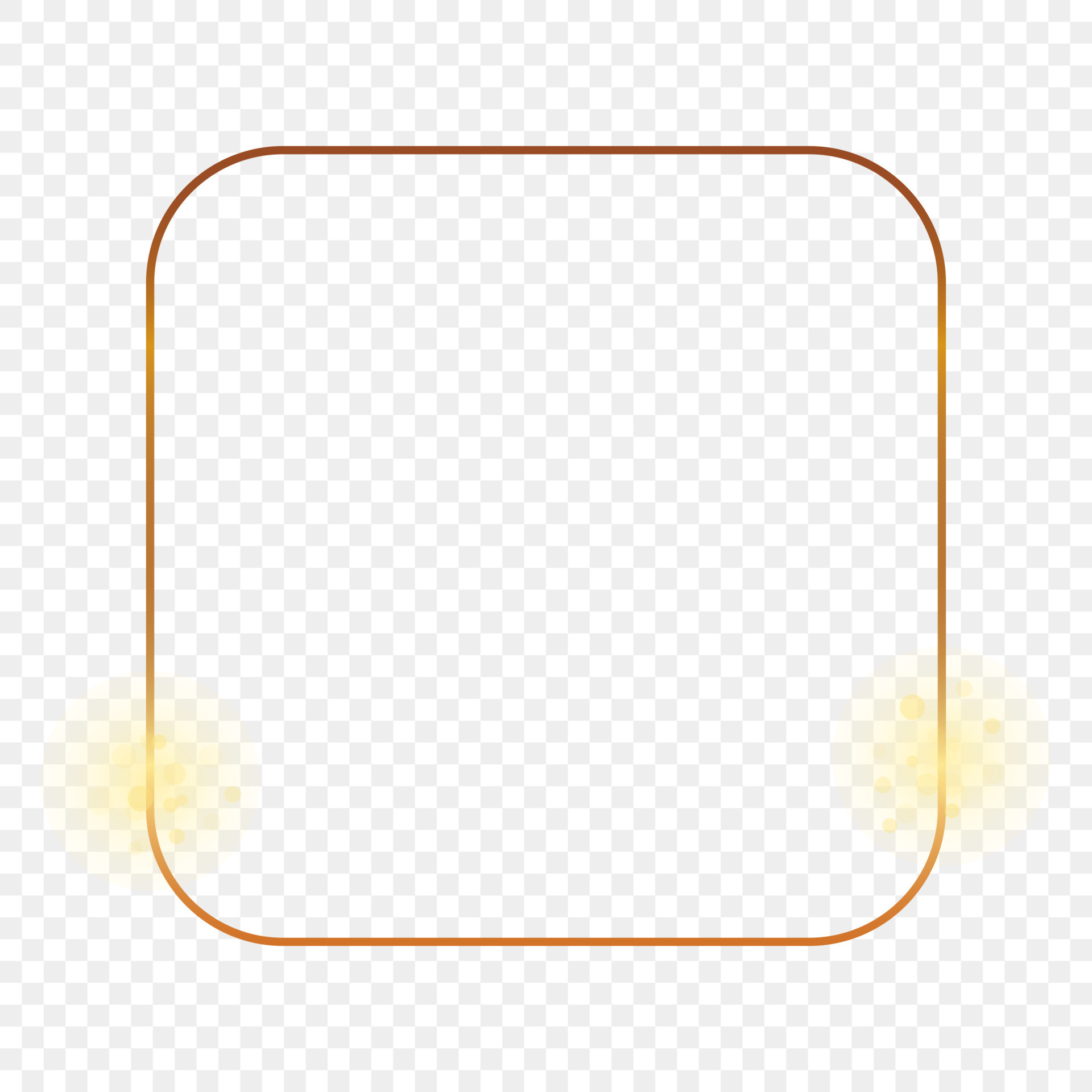 Gold glowing rounded square frame isolated on background. Shiny frame with glowing effects ...