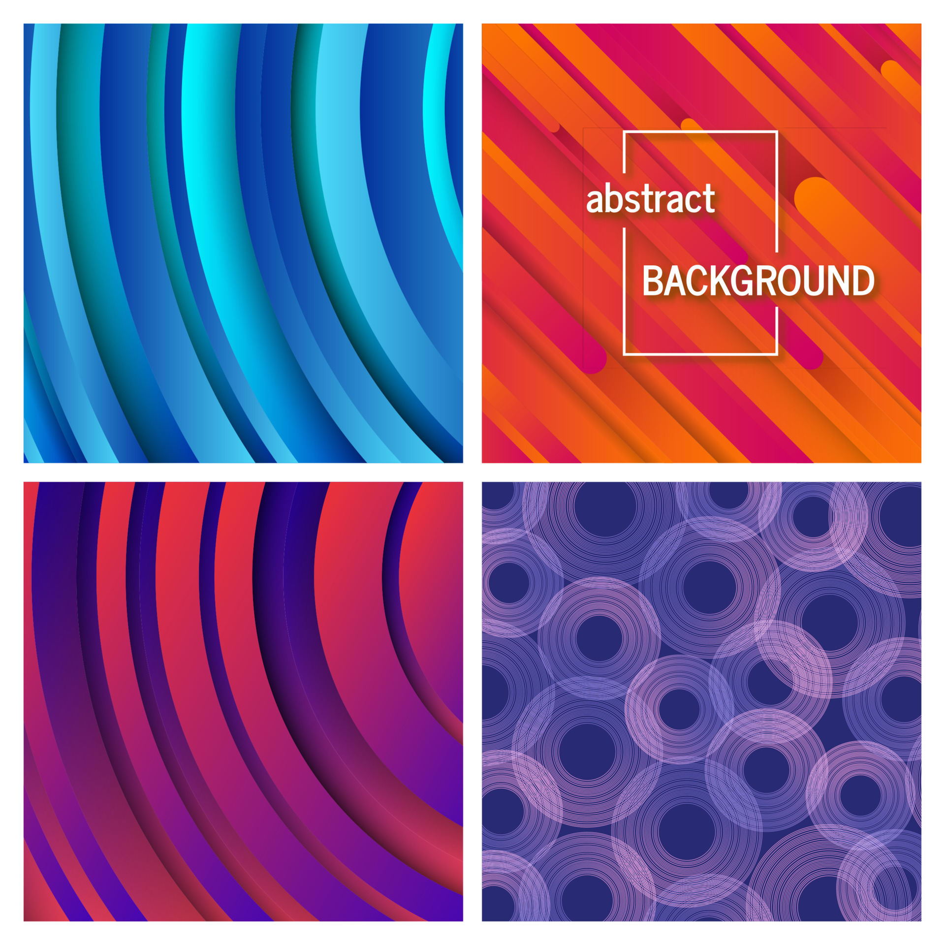 Set Of Four Abstract Trendy Geometric Background Card Design Beautiful Futuristic Dynamic