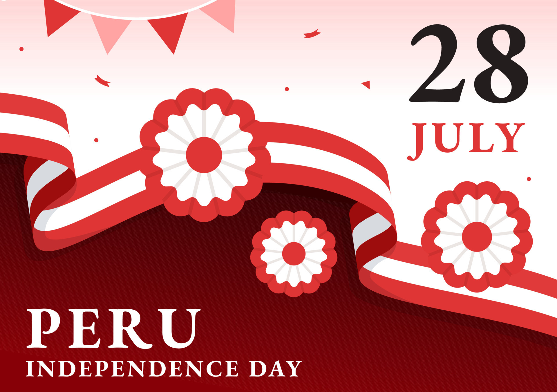 Peru Independence Day Vector Illustration on july 28 with Waving Flag in National Holiday Flat ...