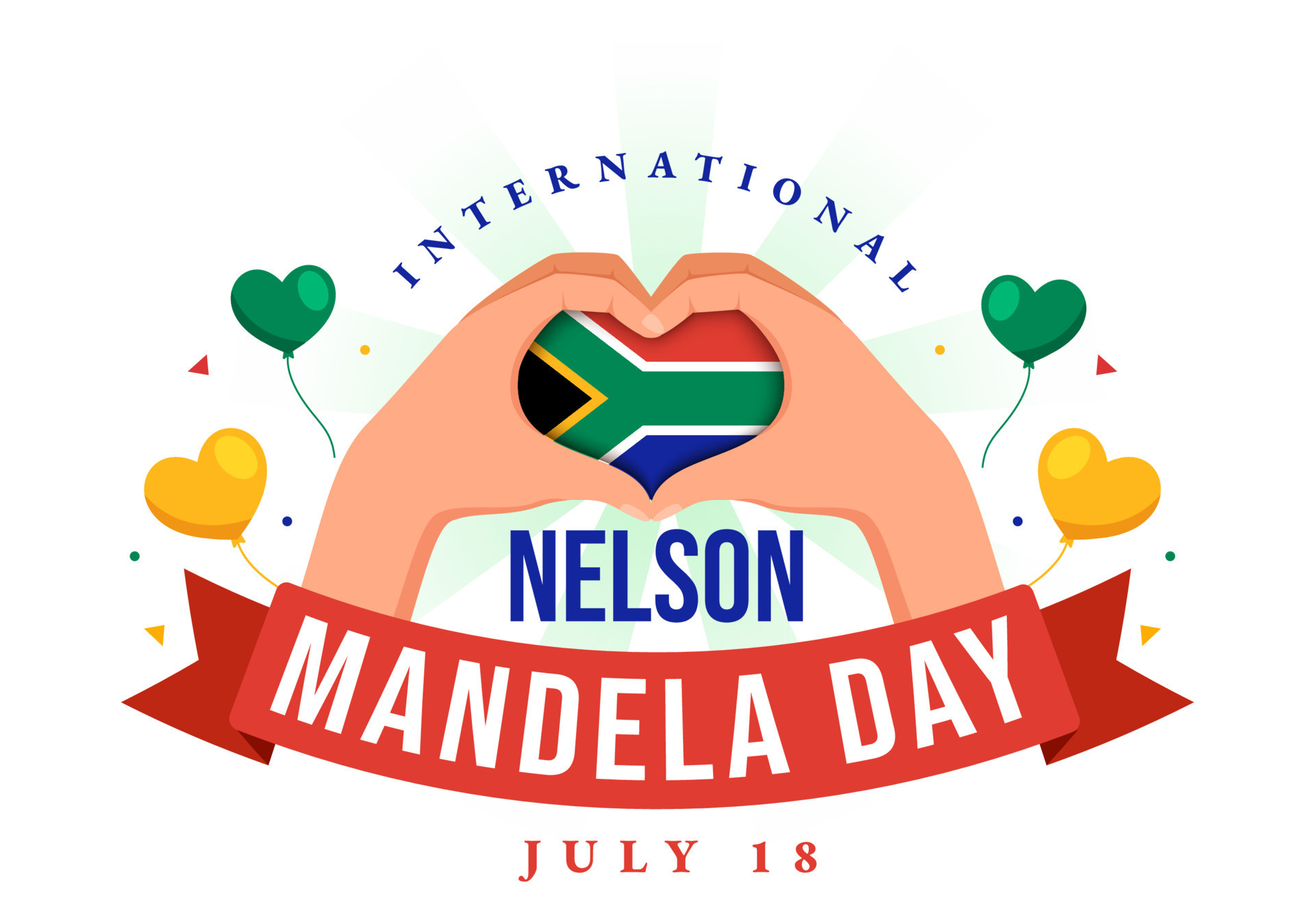 Happy Nelson Mandela International Day Vector Illustration on 18 July with South Africa Flag in ...