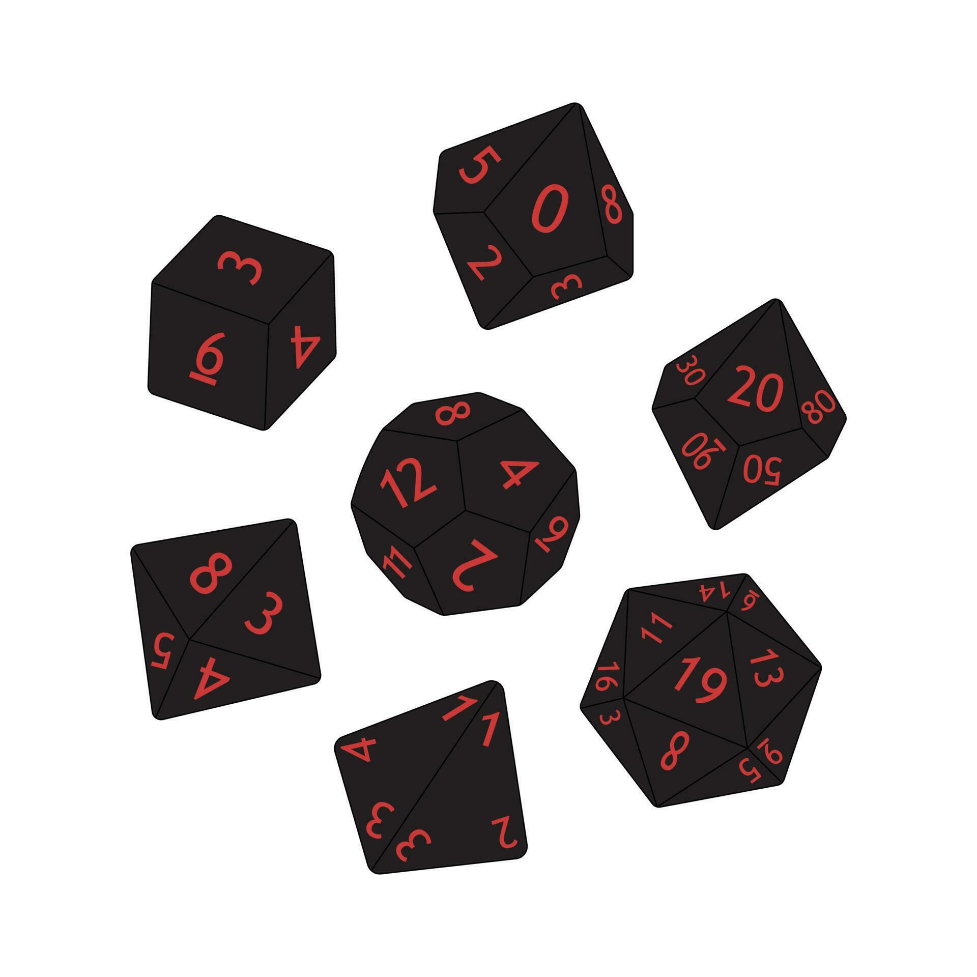 D8 D10 D12 D20 Dice for Board games. Collection of polyhedral dices ...