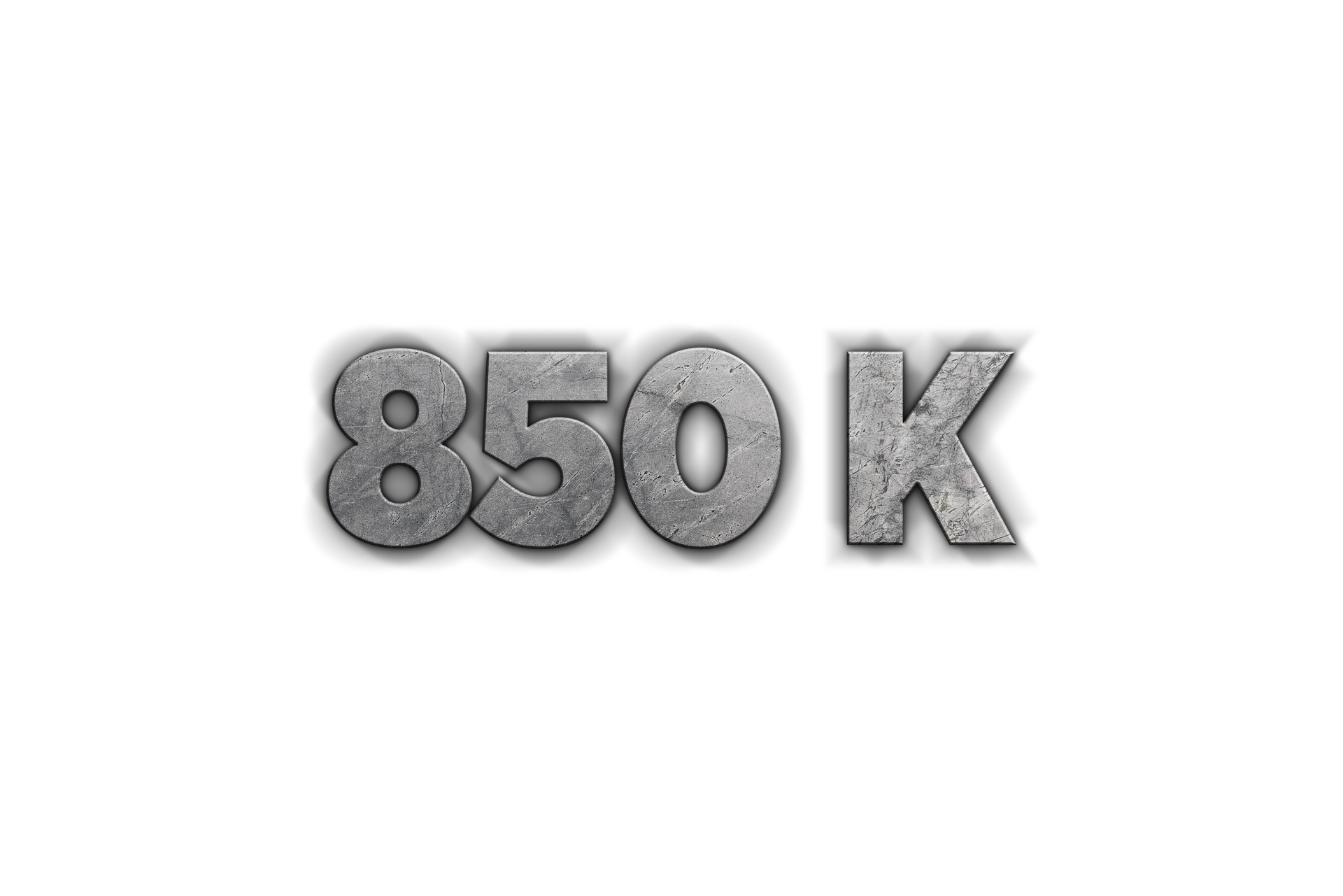 850 k subscribers celebration greeting Number with concrete design 23672083 PNG