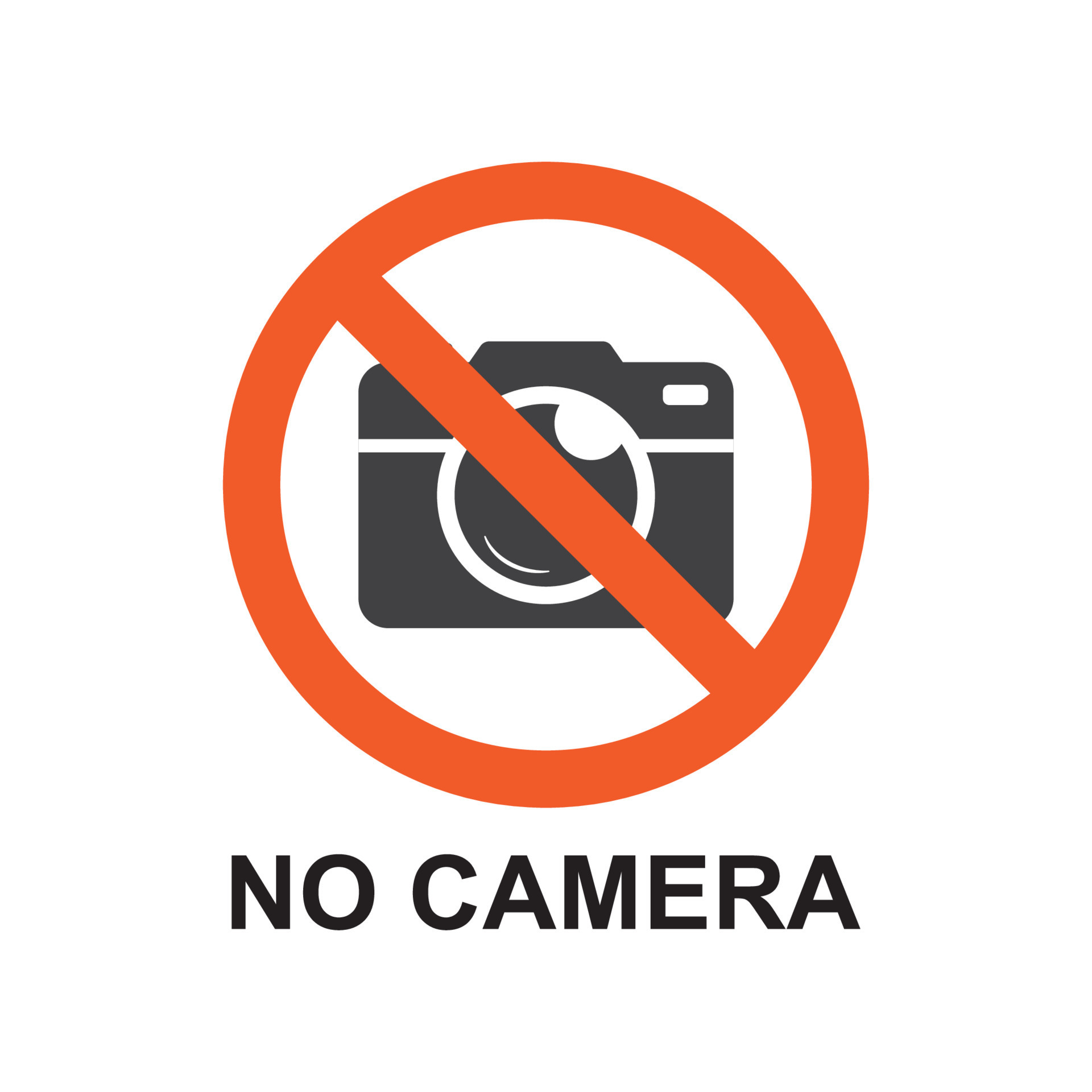 No cameras allowed sign. Red prohibition no camera sign. No taking ...