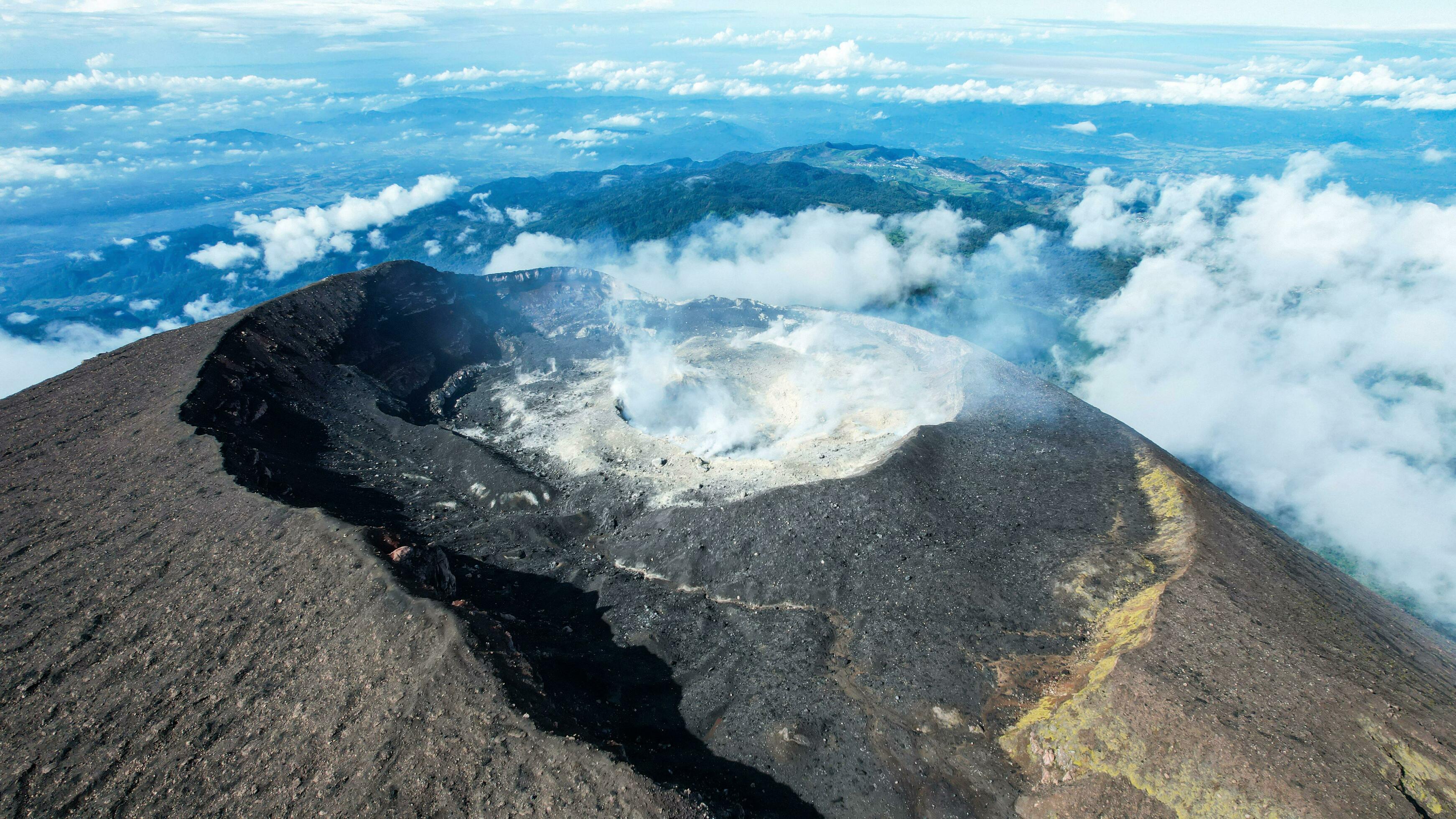 Aerial view of Mount Slamet or Gunung Slamet is an active stratovolcano in the Purbalingga ...