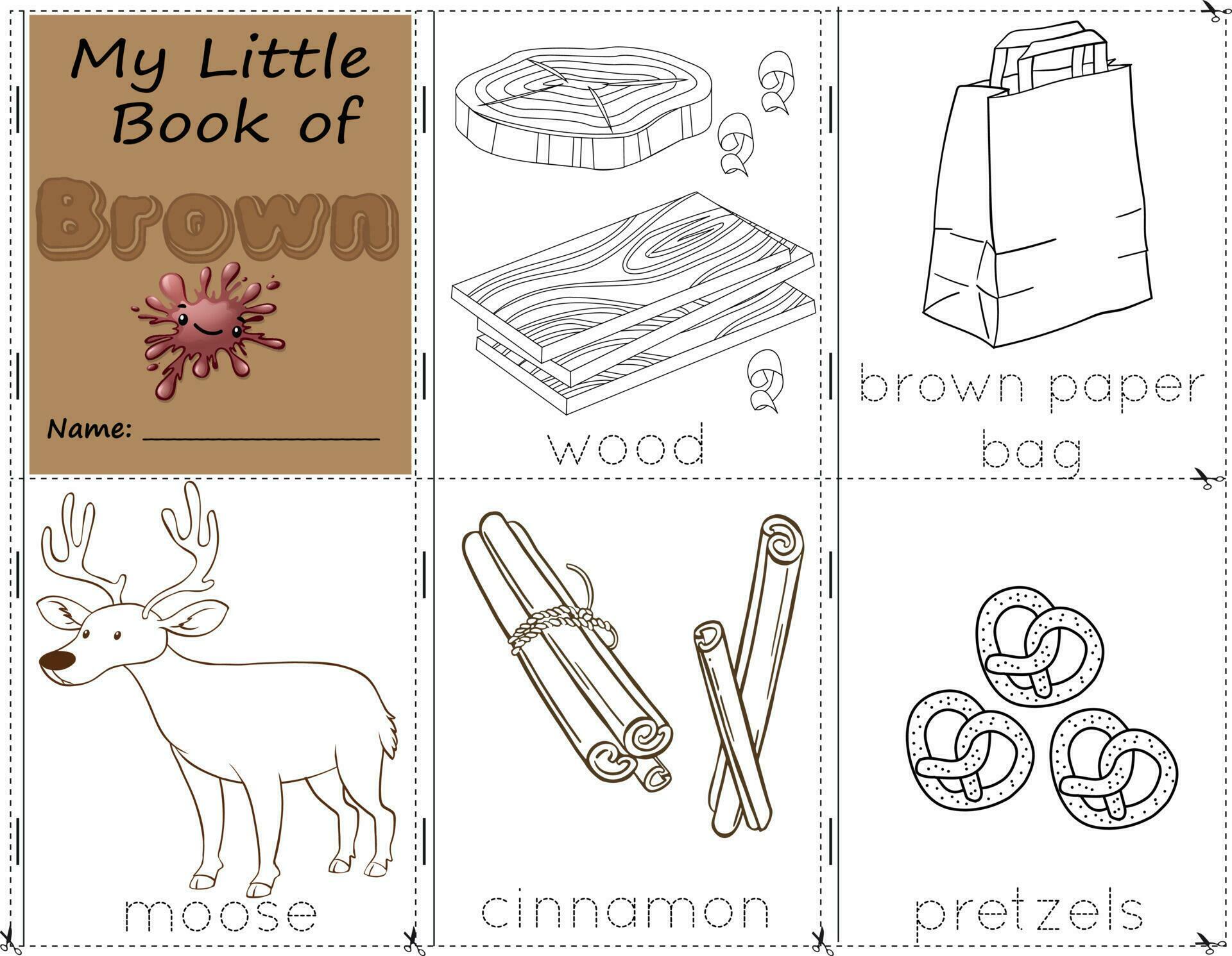 My Little Book of Brown Color objects brown to paint them as they are ...