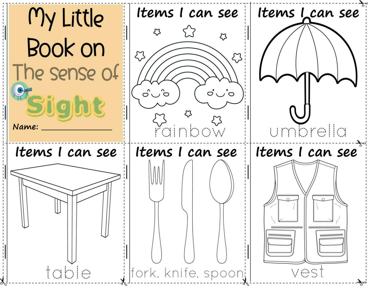 My Little Book on the sense of sight items I can see to color them as ...