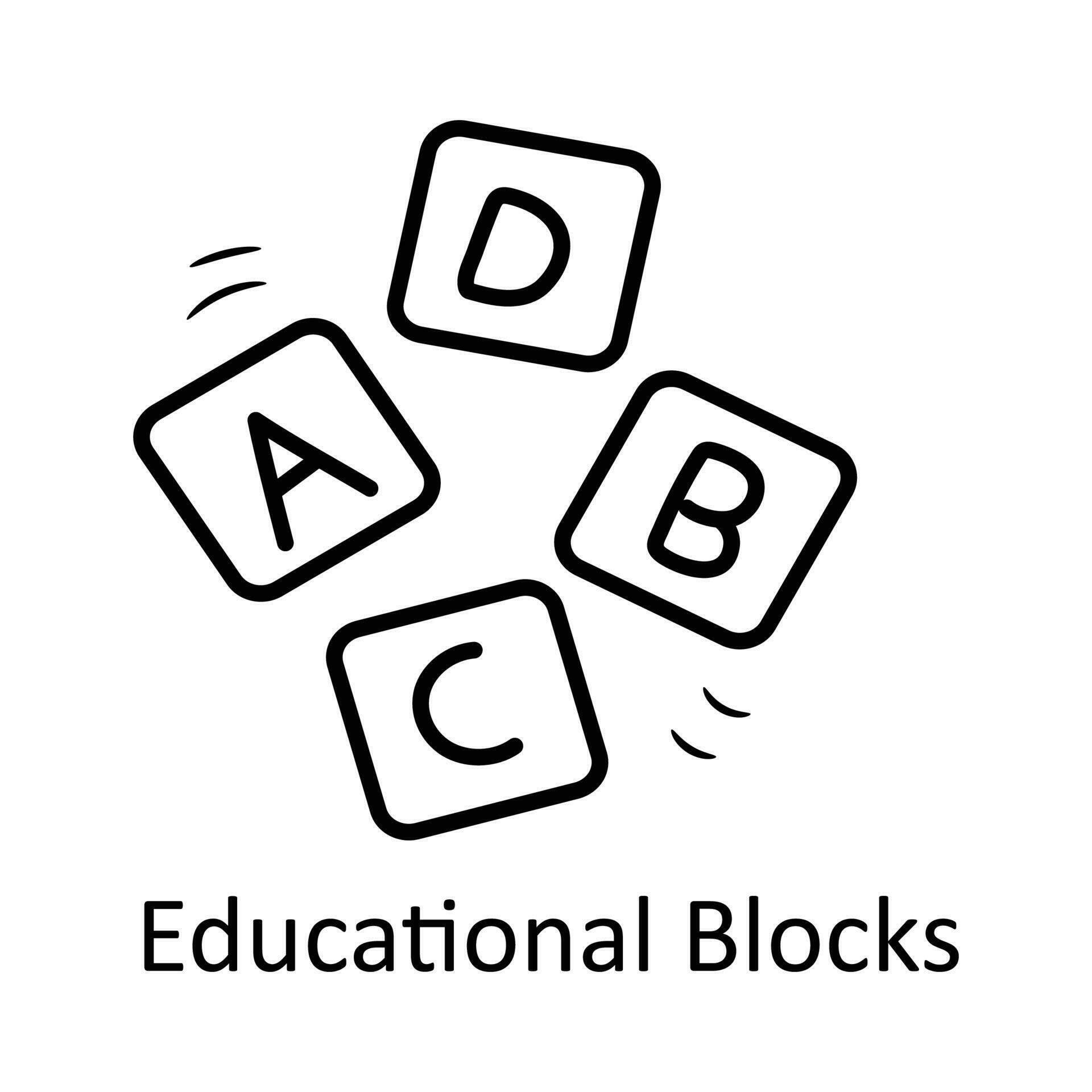 Educational Blocks Vector Outline Icon Design Illustration Toys Symbol