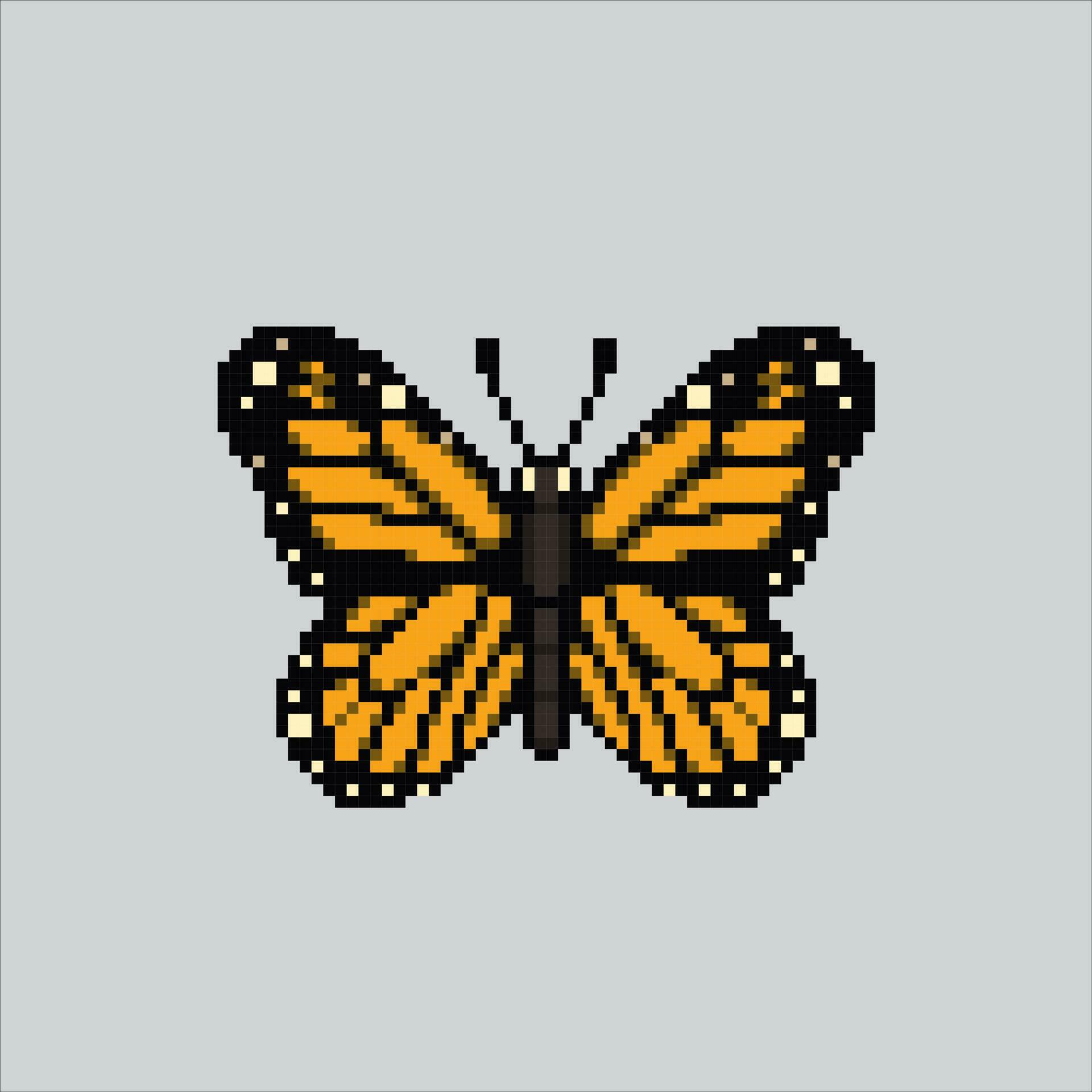 pixel art butterfly. Butterfly insect pixelated design for logo, web, mobile app, badges and ...