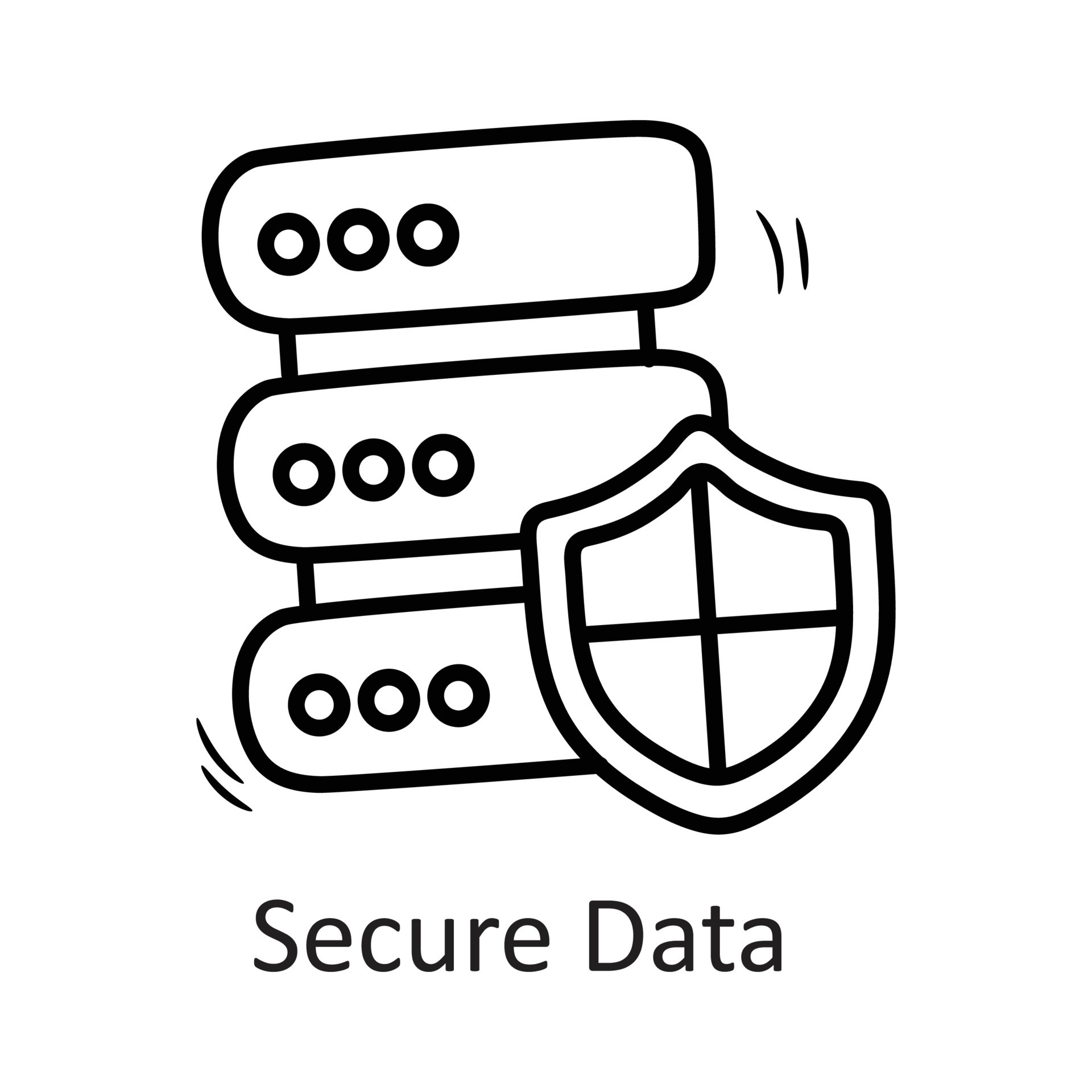 Secure Data Vector Outline Icon Design Illustration Security Symbol On