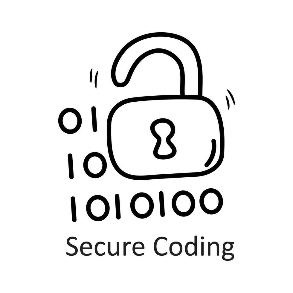 Secure Coding vector outline Icon Design illustration. Security Symbol ...