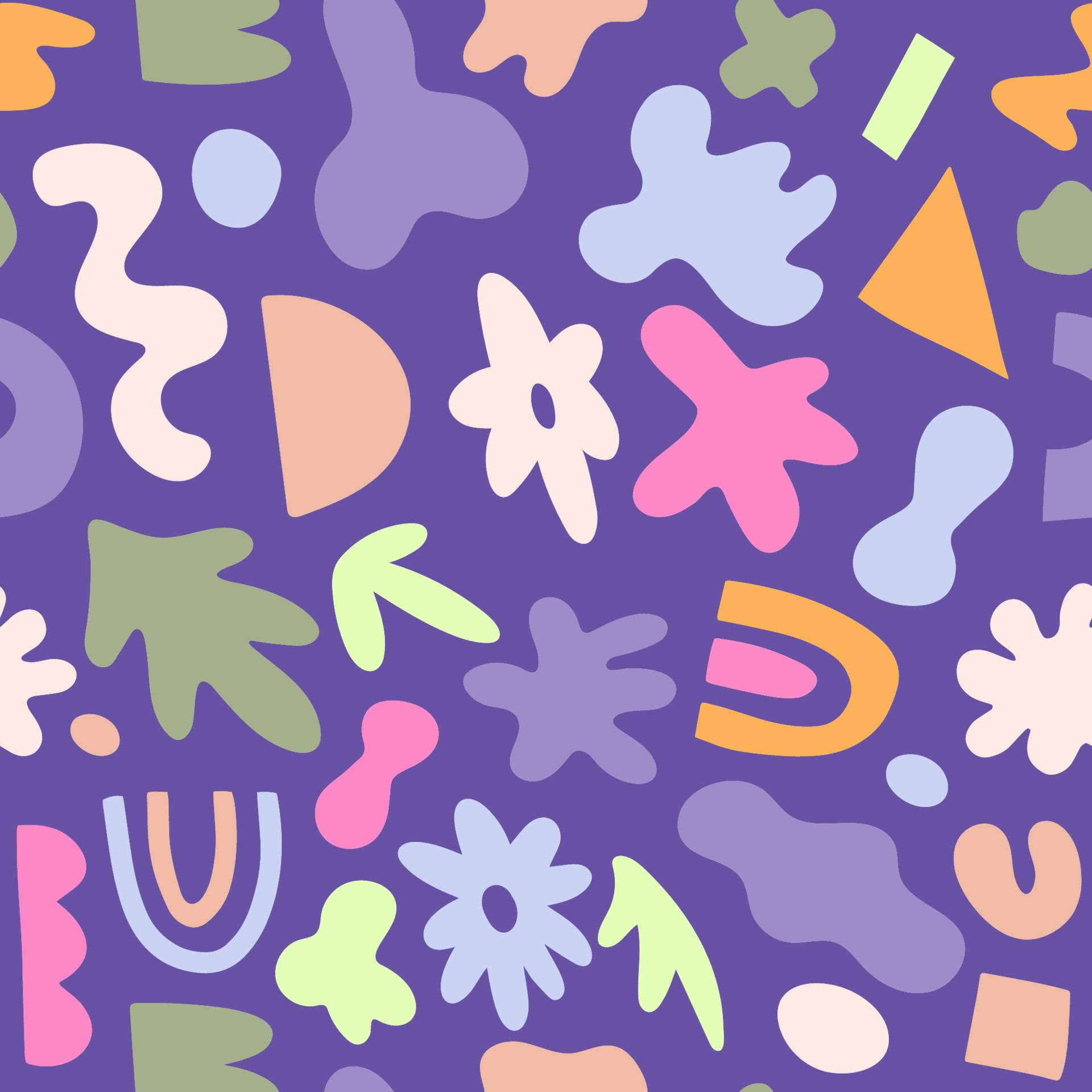 Funky shapes and abstract geometric objects hand drawn seamless pattern ...