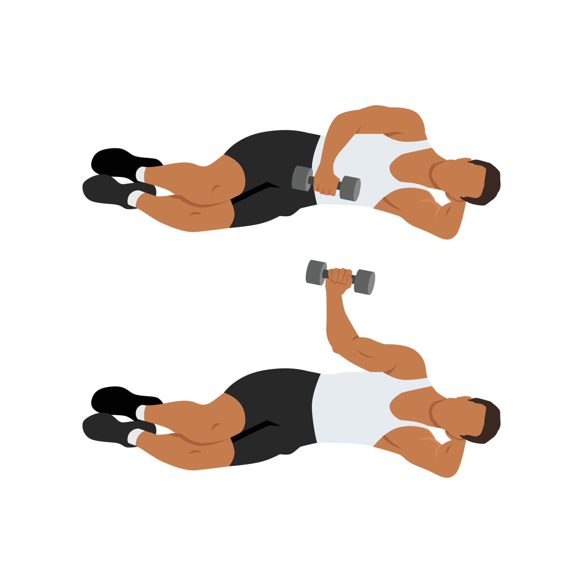 Man doing laying dumbbell external shoulder rotation. 23686289 Vector ... Man doing laying dumbbell external shoulder rotation. 23686289 Vector ...