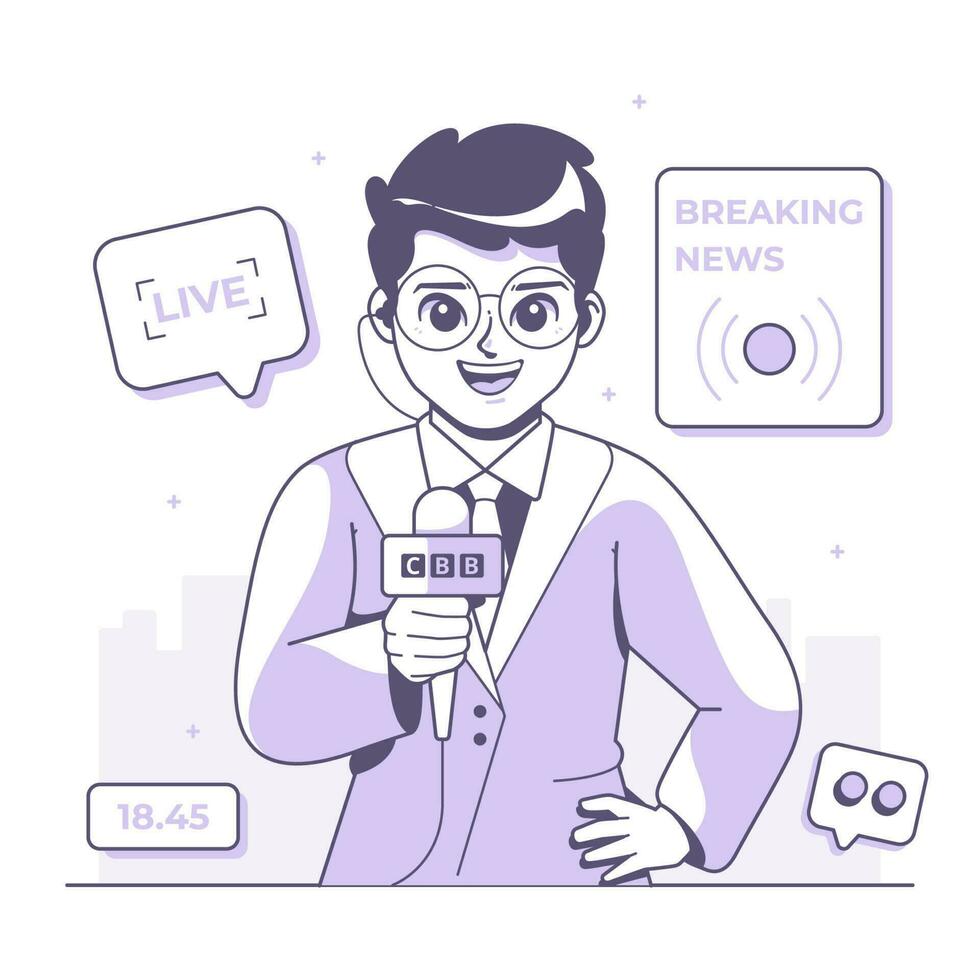 News Anchor Cartoon Illustration Design 23687520 Vector Art At Vecteezy