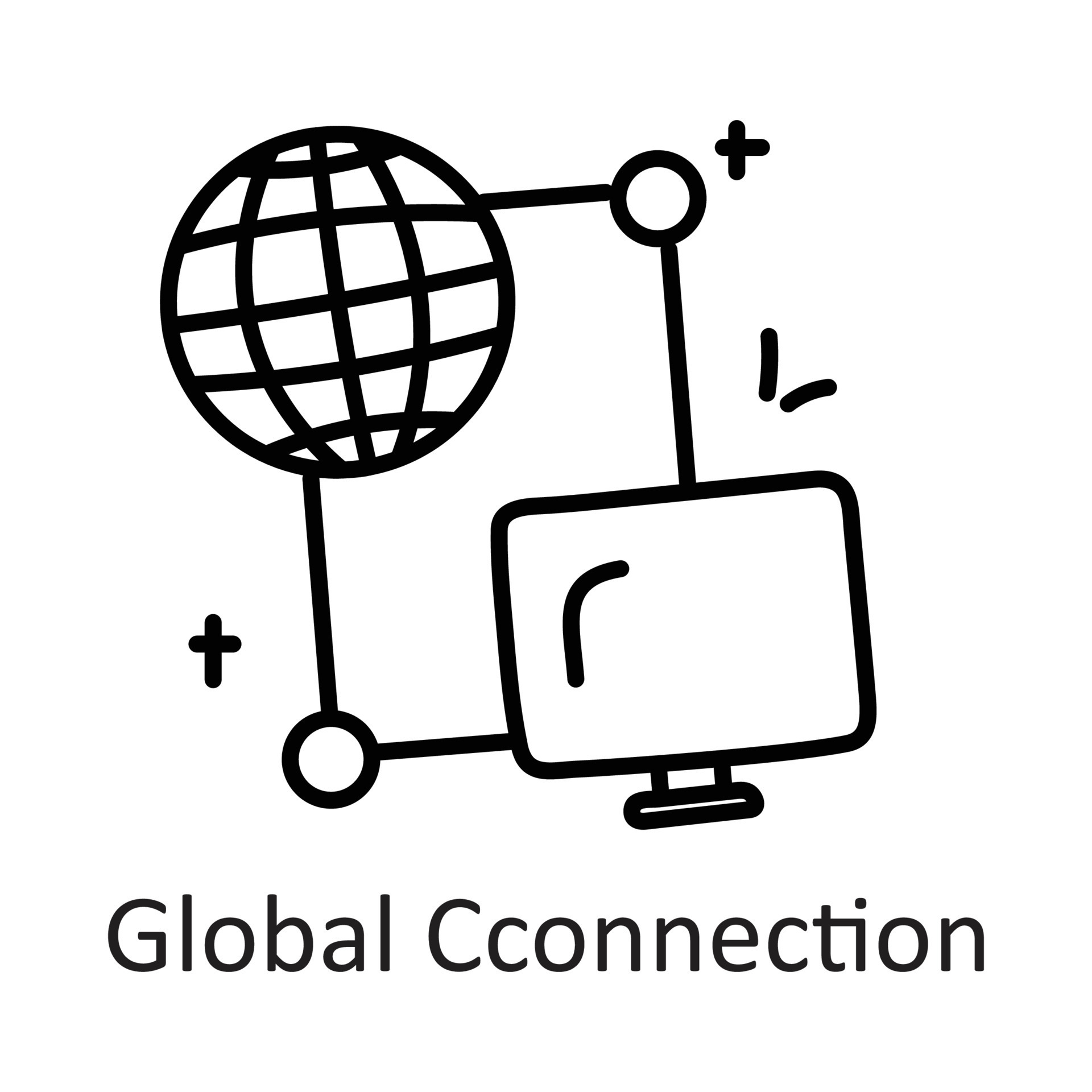 Global Connection Vector Outline Icon Design Illustration Communication Symbol On White