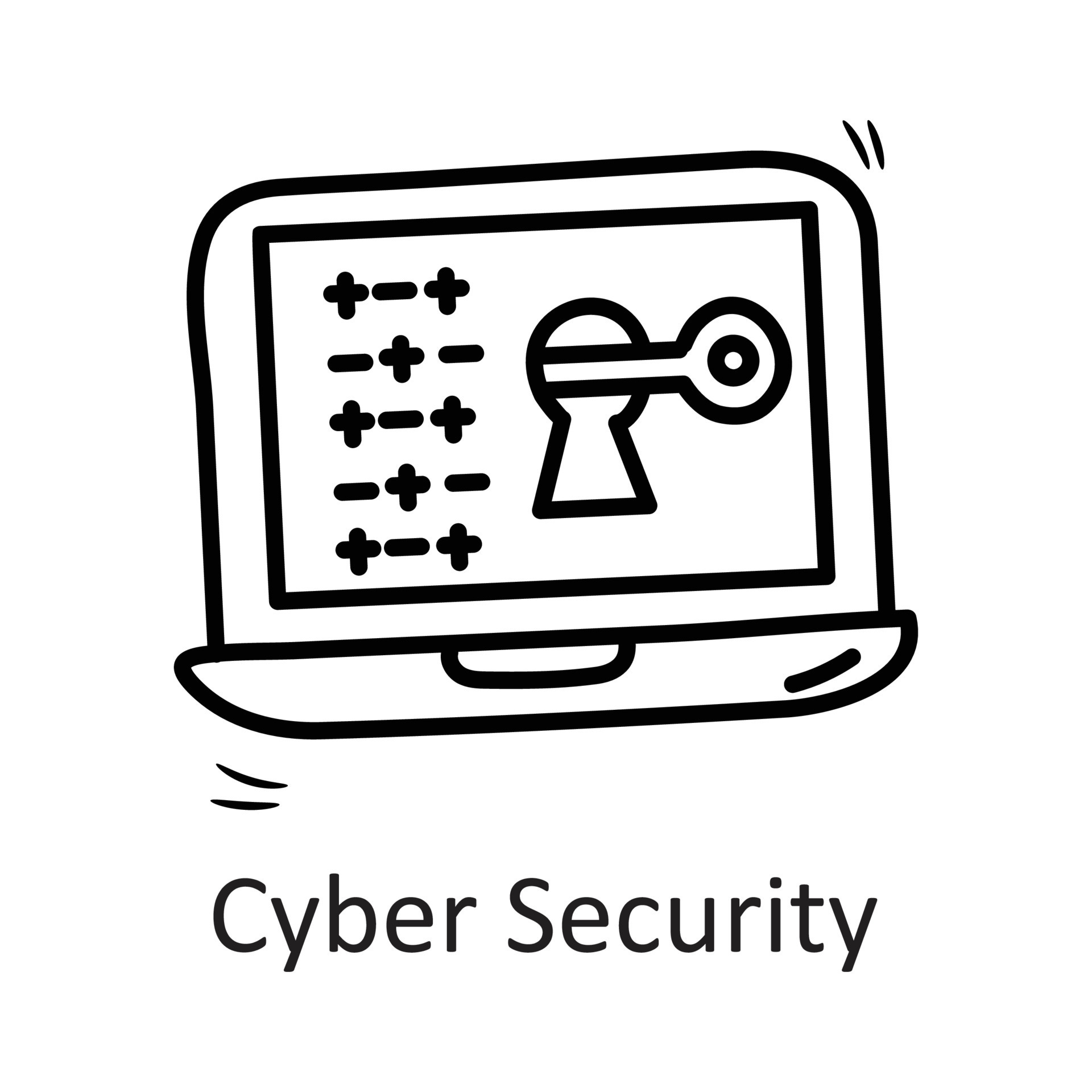 Cyber Security Vector Outline Icon Design Illustration Security Symbol