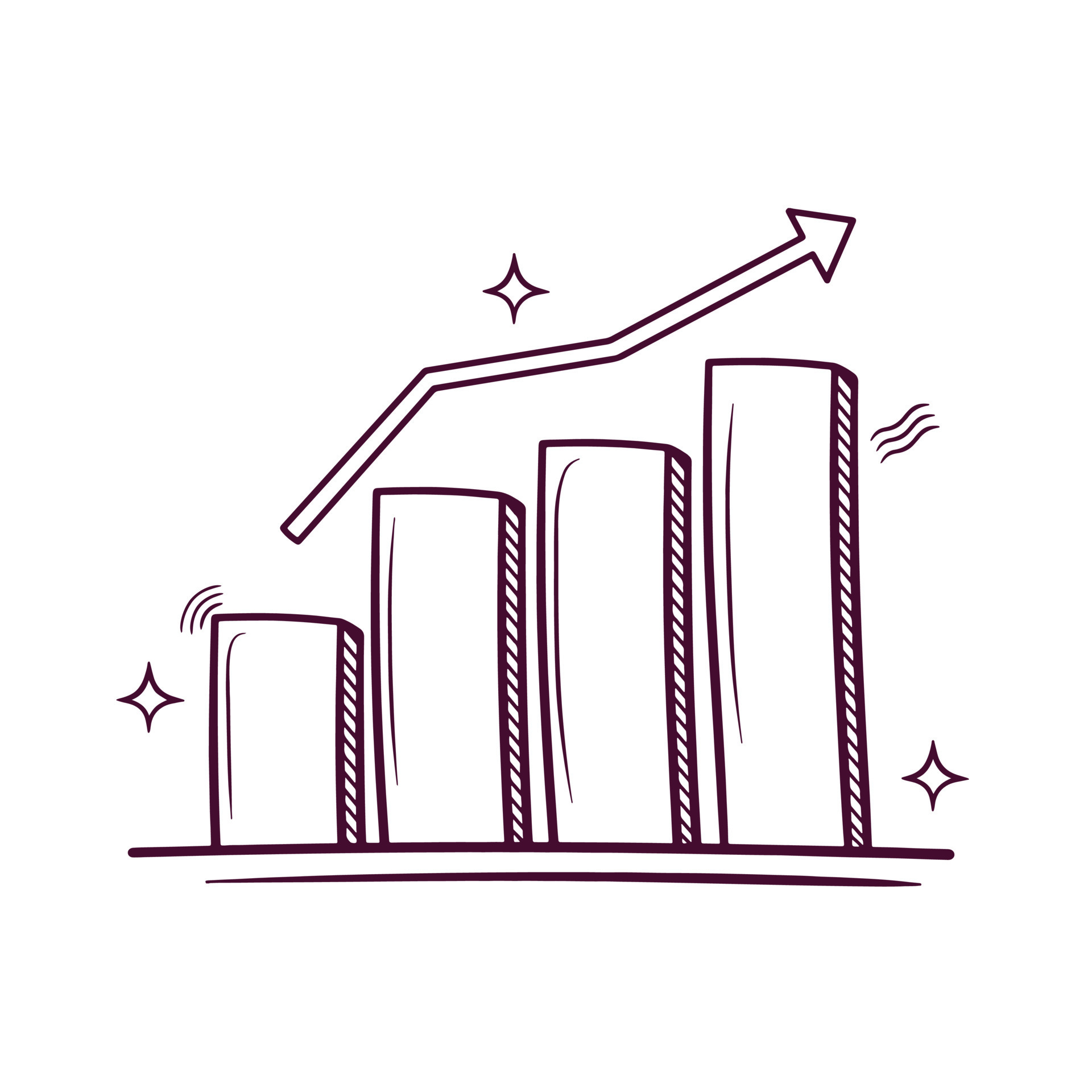 stock chart going up. hand drawn icon. hand drawn vector illustration ...
