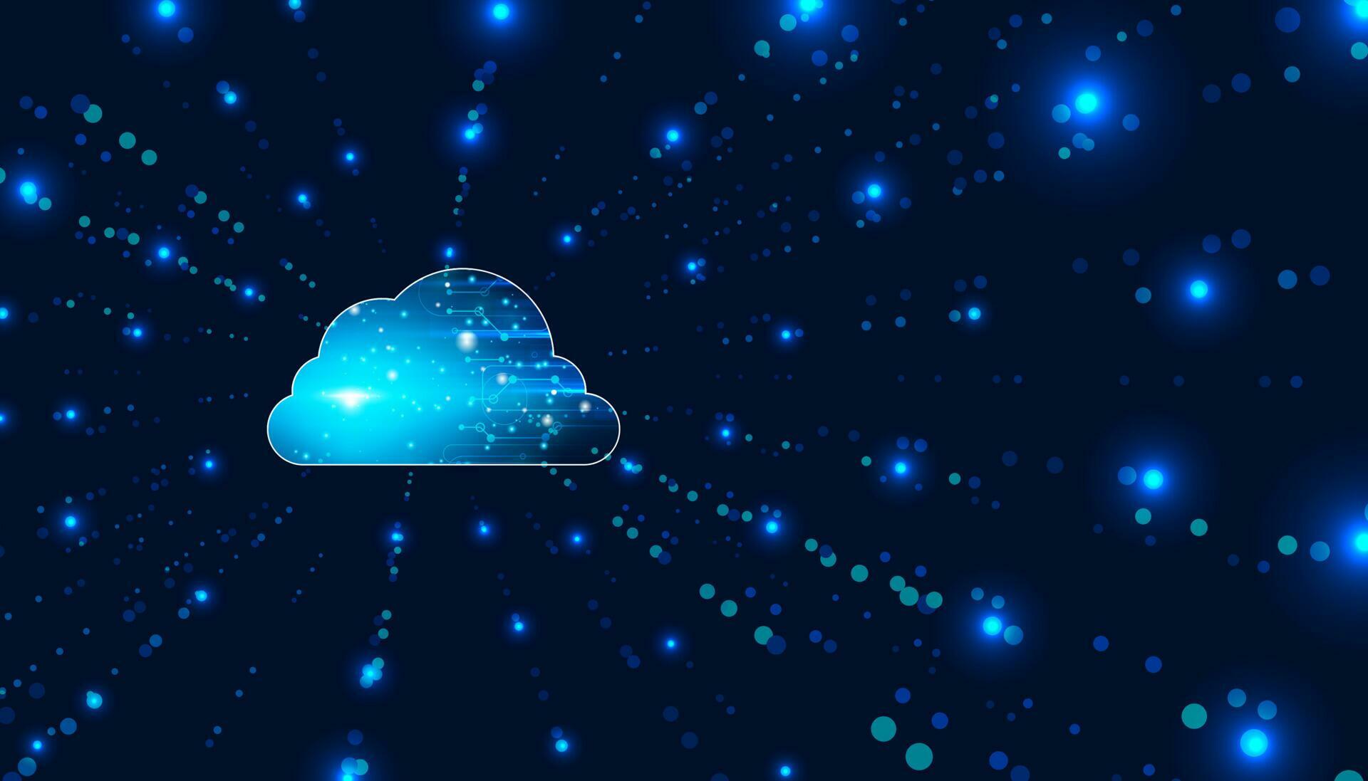 abstract cloud digital online storage security on blue background ...