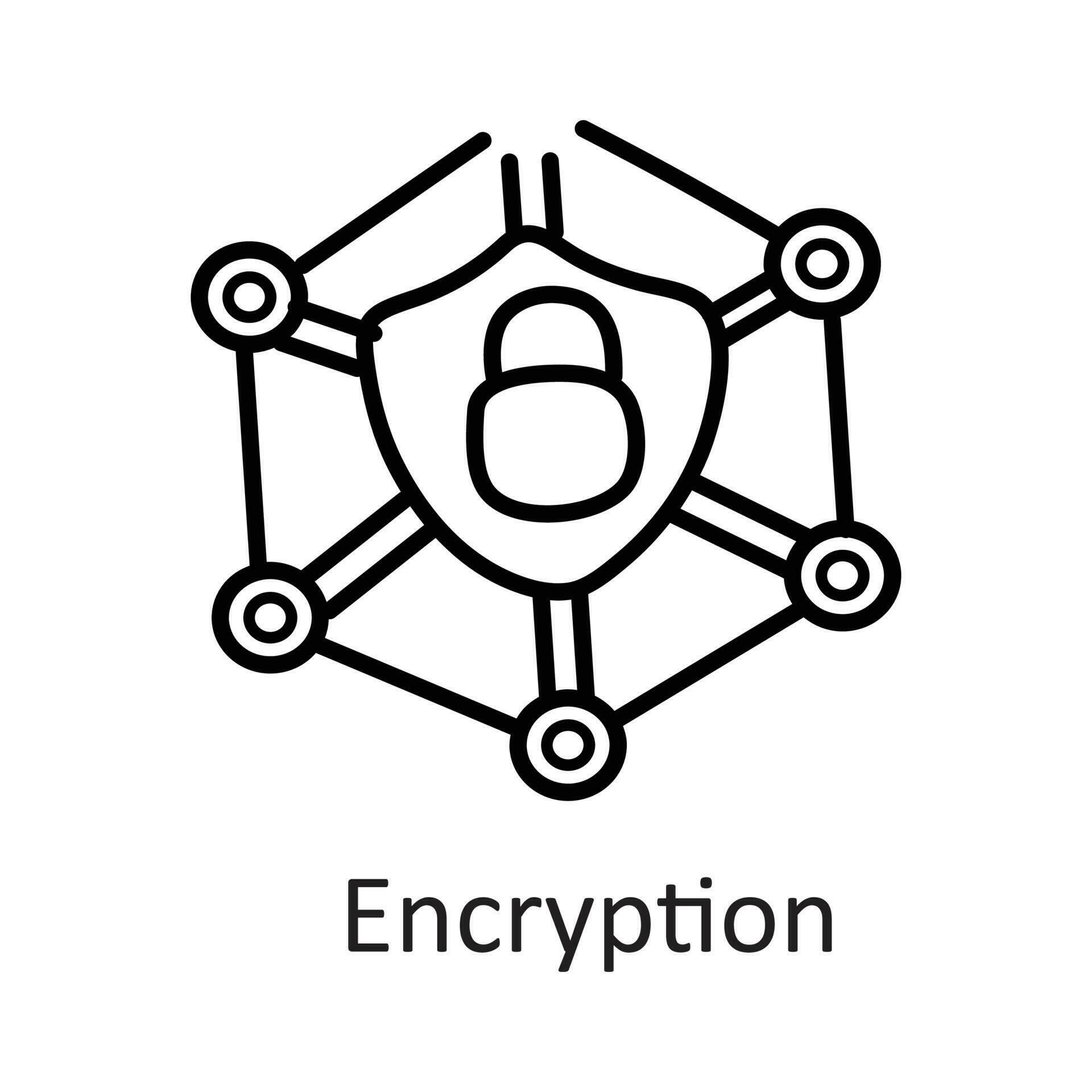 Encryption Vector Outline Icon Design Illustration Security Symbol On
