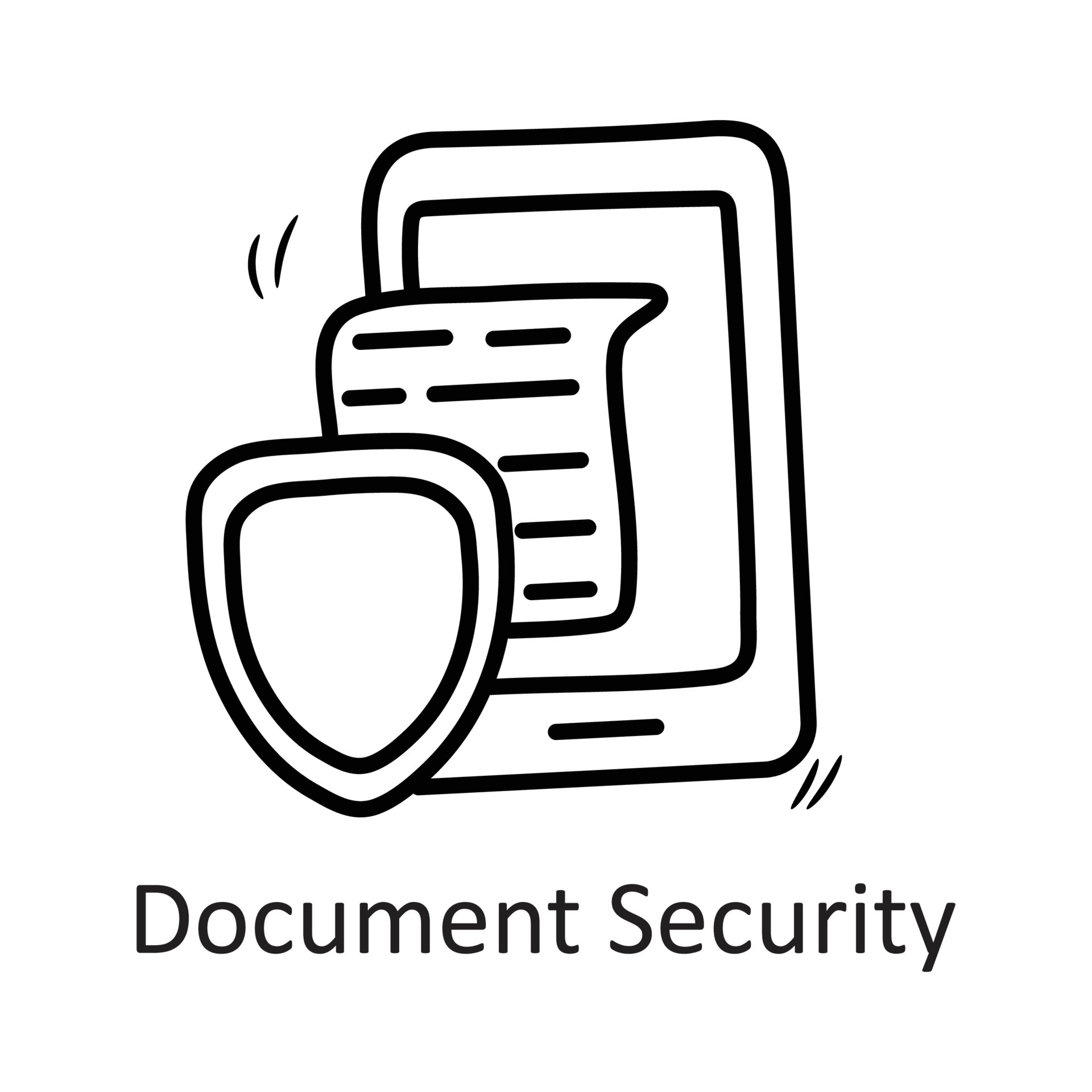 Document Security Vector Outline Icon Design Illustration Security Symbol On White Background